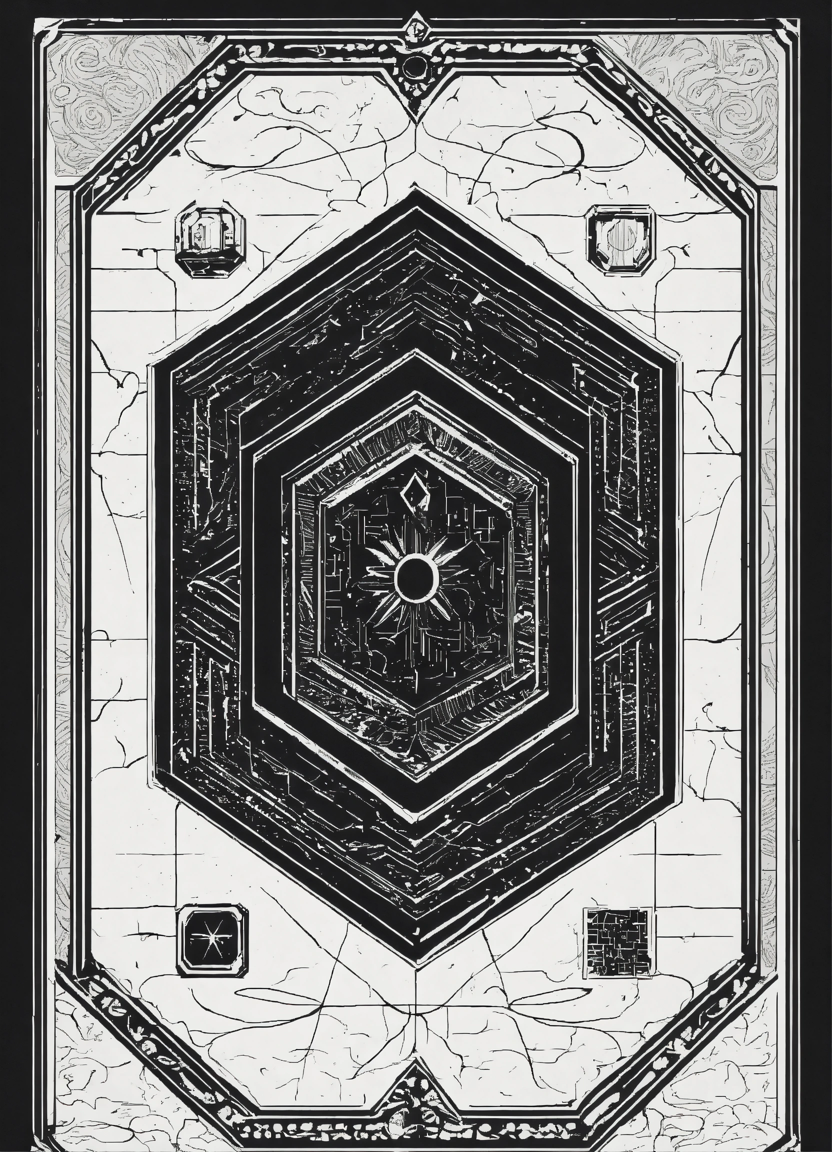 Lexica - Magic shield rectangular shape, vector, monochrome, line art ...