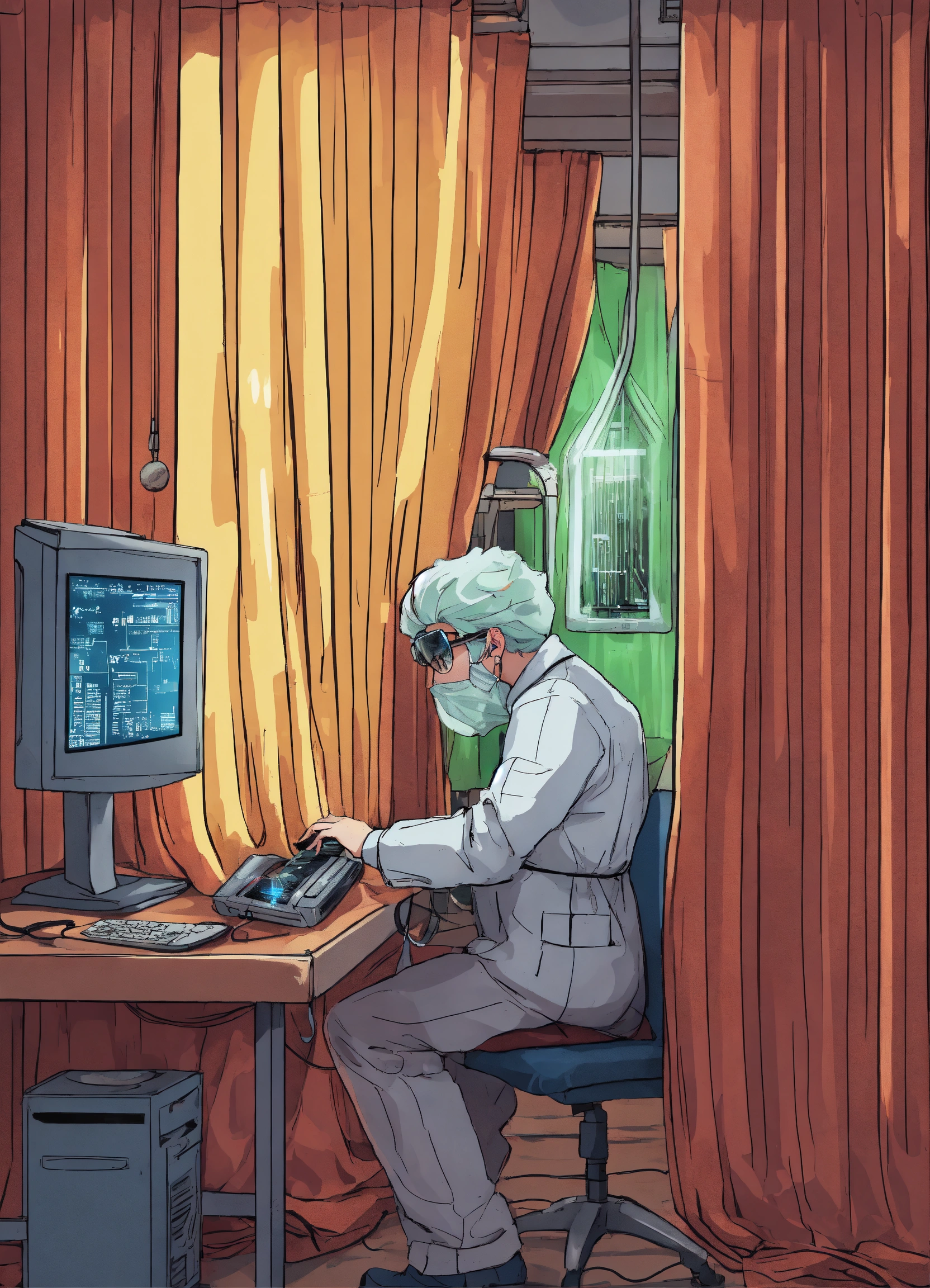 Lexica - A computer hiding behind a curtain from a scientist. The ...