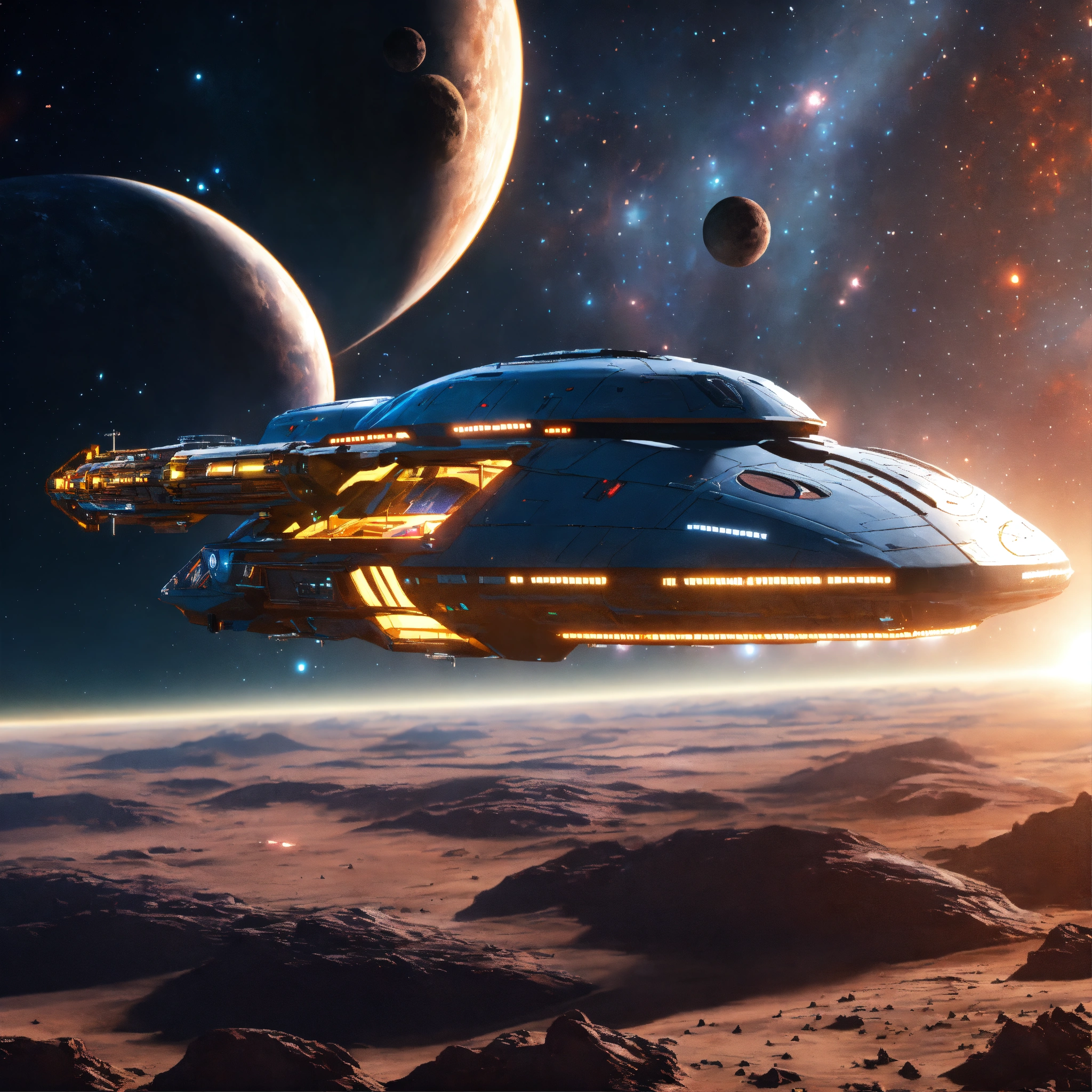 Lexica - Intergalactic tour bus starship traveling through deep space ...