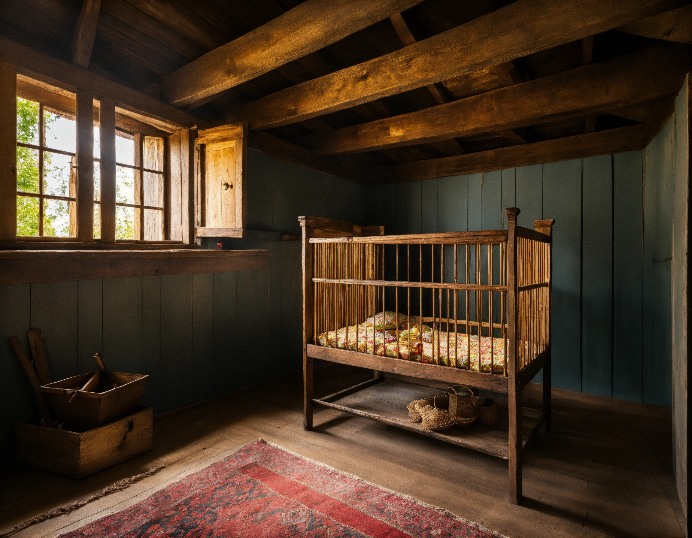 Lexica - An old wooden crib in an attic