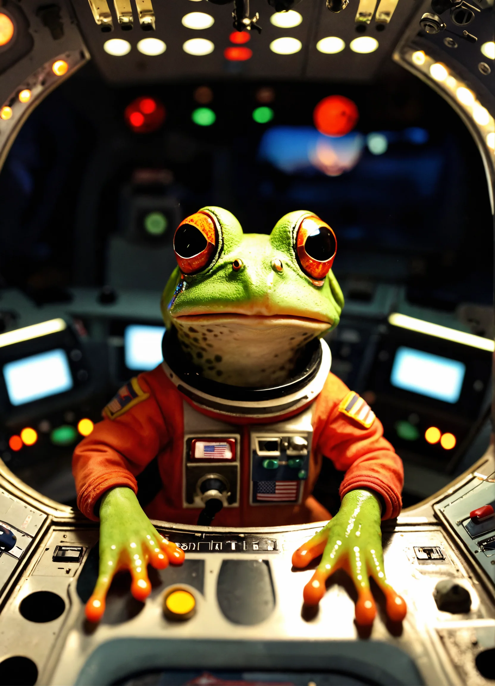 Lexica - A cute and tiny frog commander inside the Space Shuttle's ...