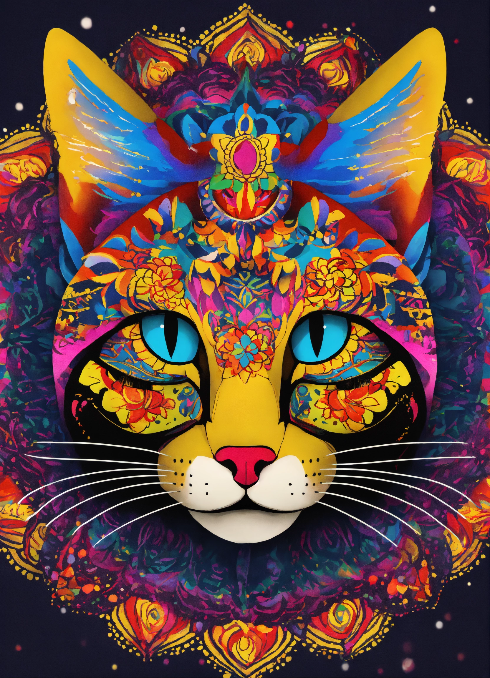 Lexica - Cat, multicolor, mandala body, mandala face (cover)