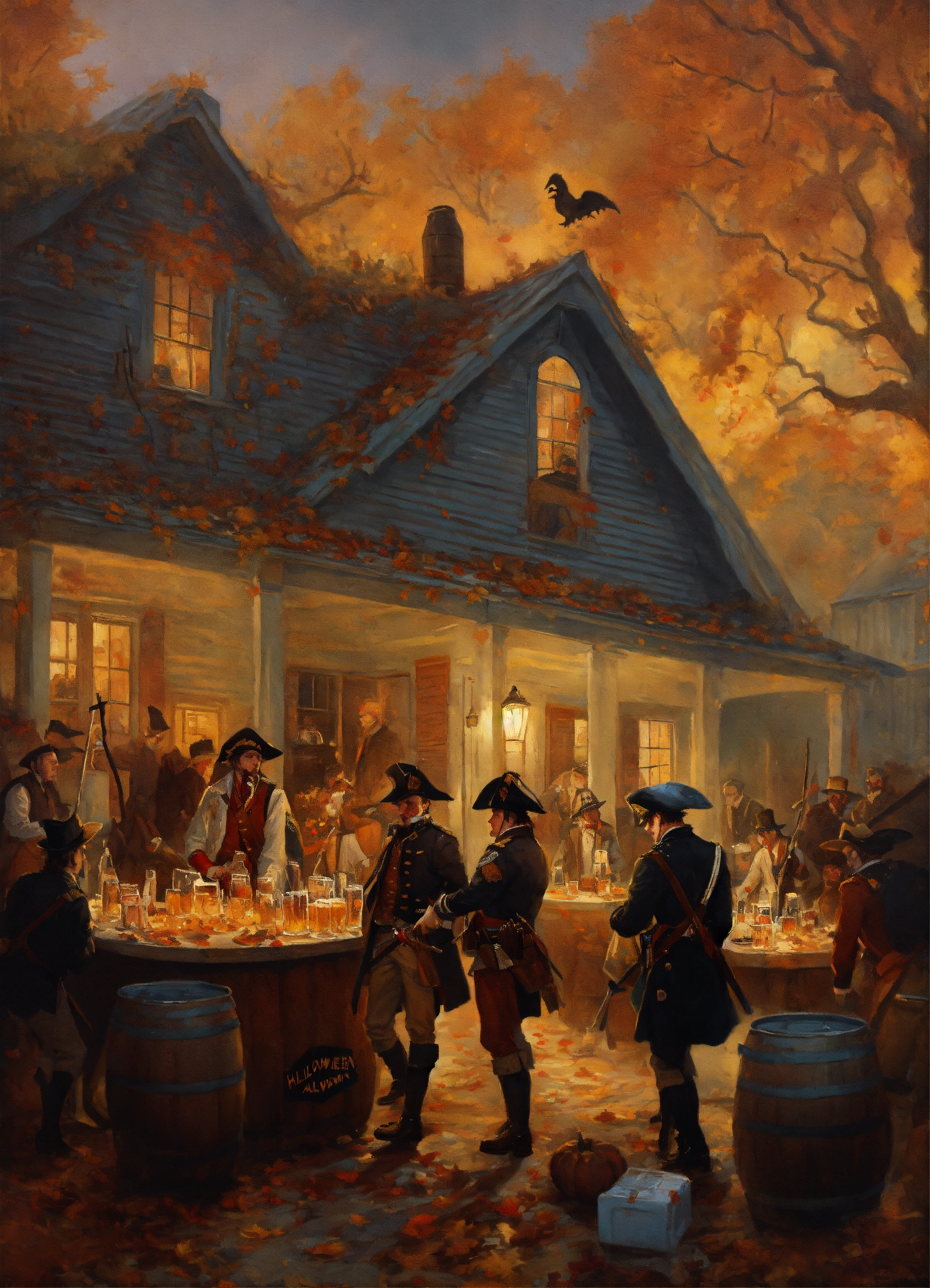 Lexica - Painting of a brewery, with beer, at a halloween party with ...