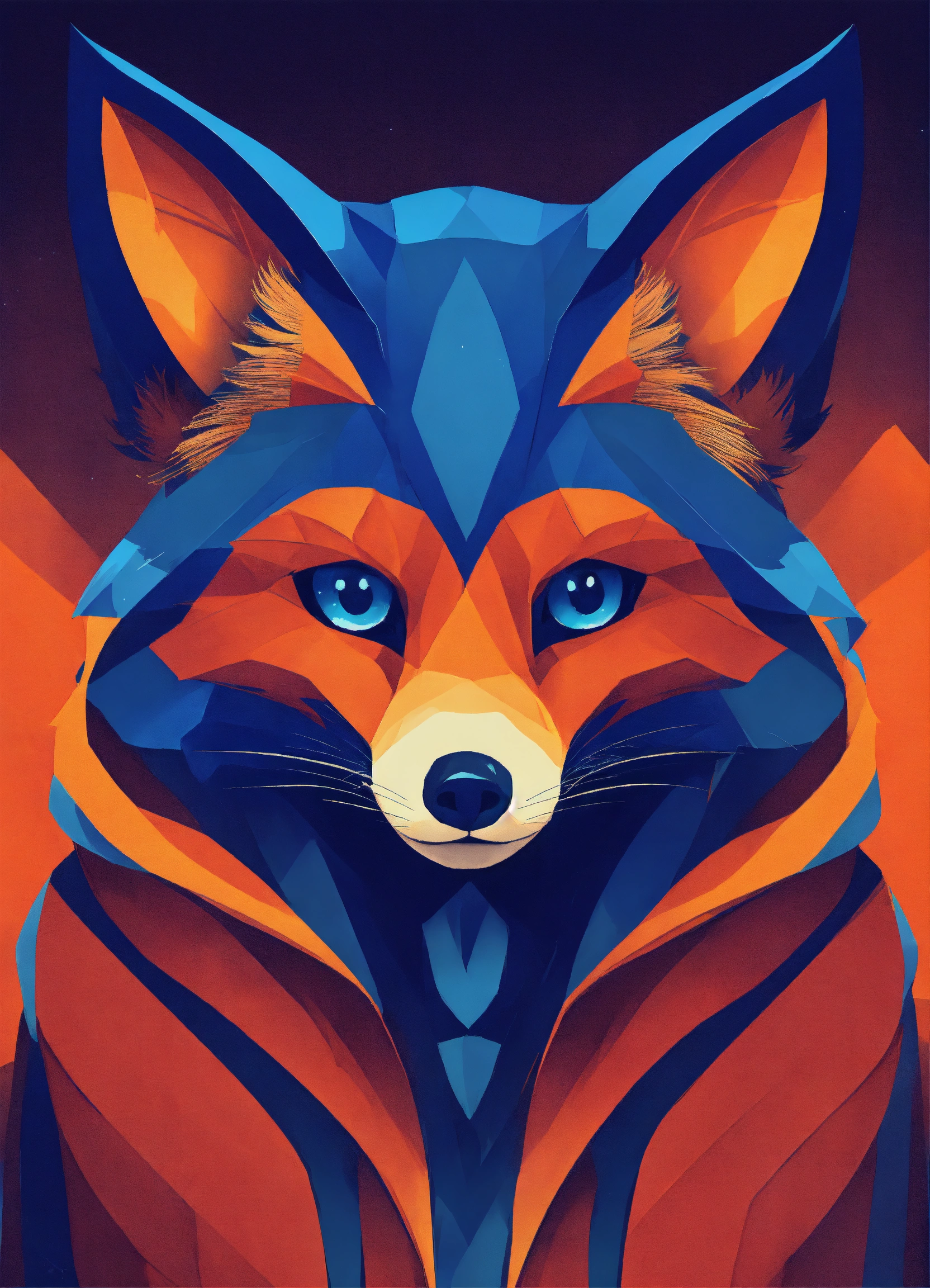 Lexica - Dark blue fox, inside B, pixar style, minimalistic, blue ...