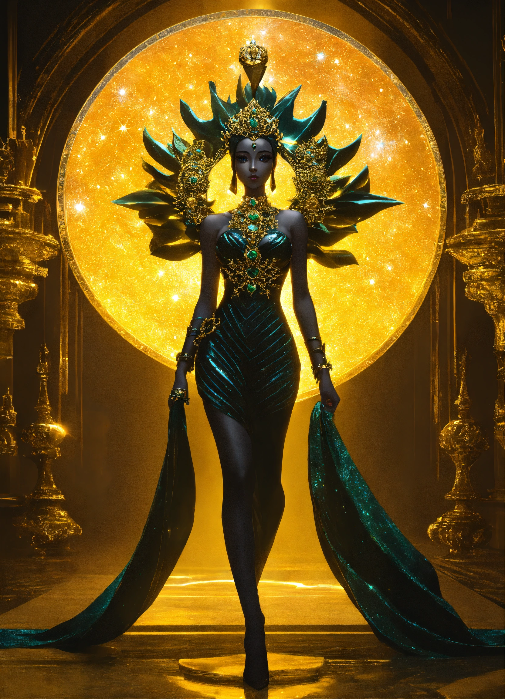 Lexica - Minimalism. Black Solar Queen with long oversized green ...