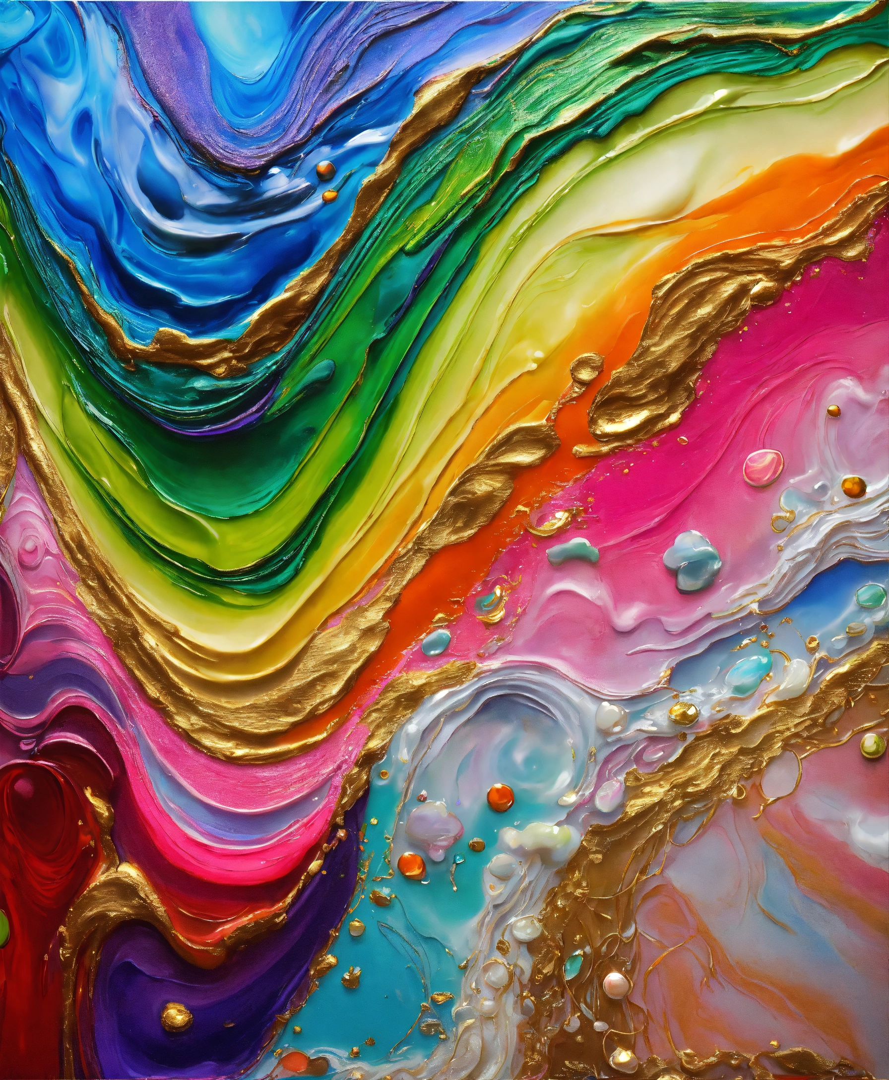 Lexica - Colorful abstract painting oil and water complex complicated ...