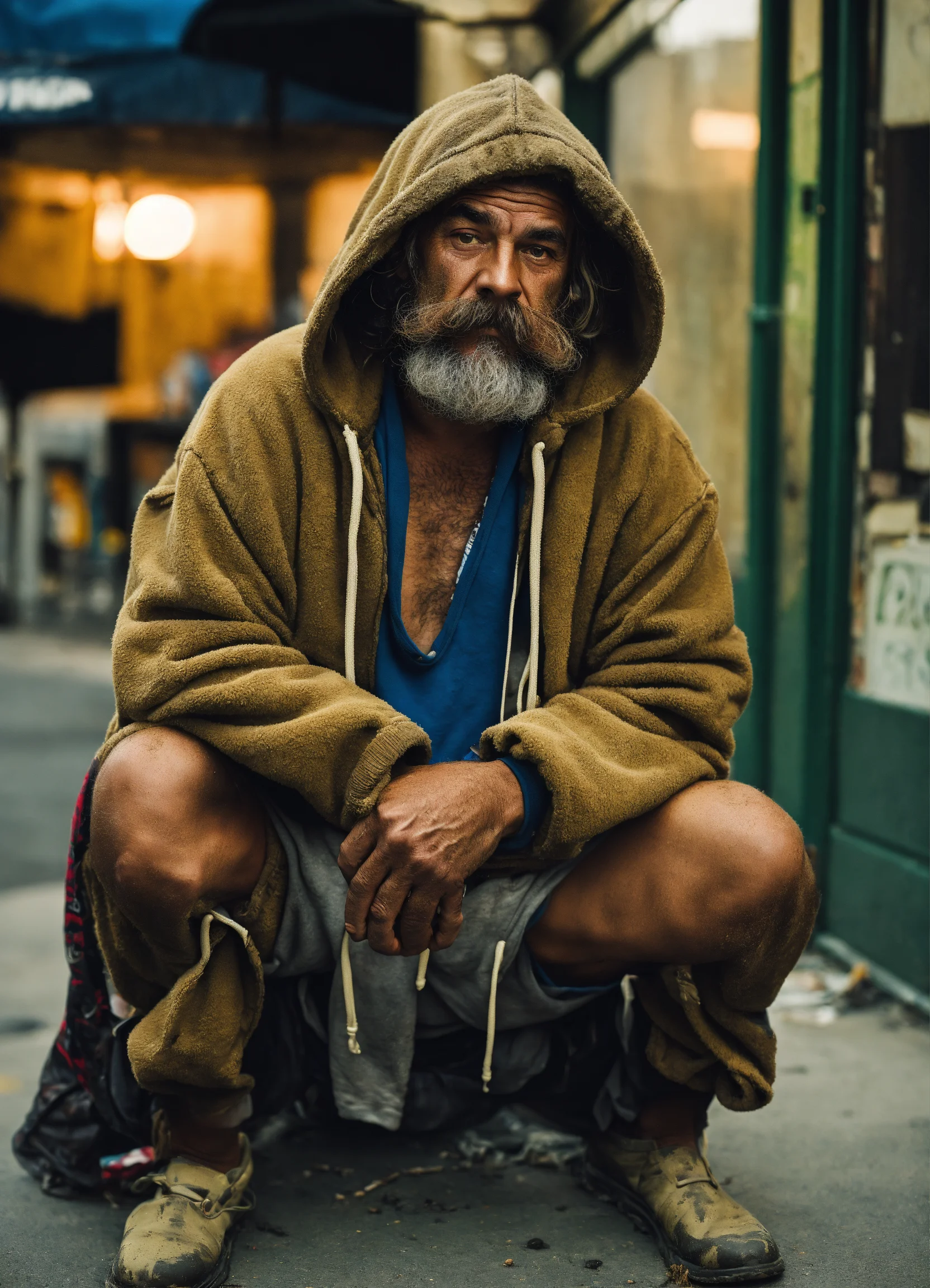 Lexica - A HUGE HOMELESS MAN WITH A MUSTACHE WEARING DIRTY SHORTS AND A ...