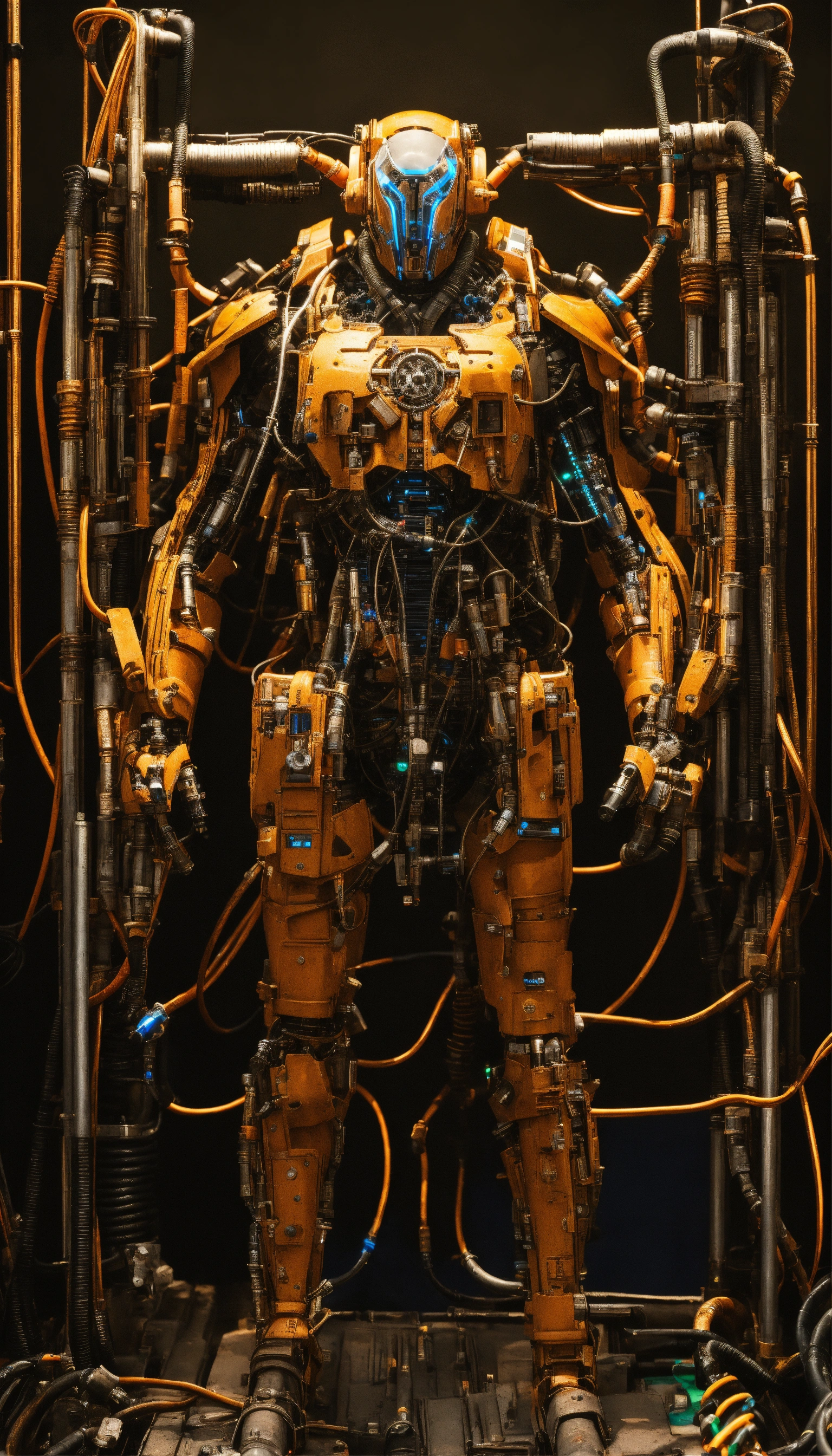 Lexica - Cybernetic mechanical warrior with many hoses and cables.