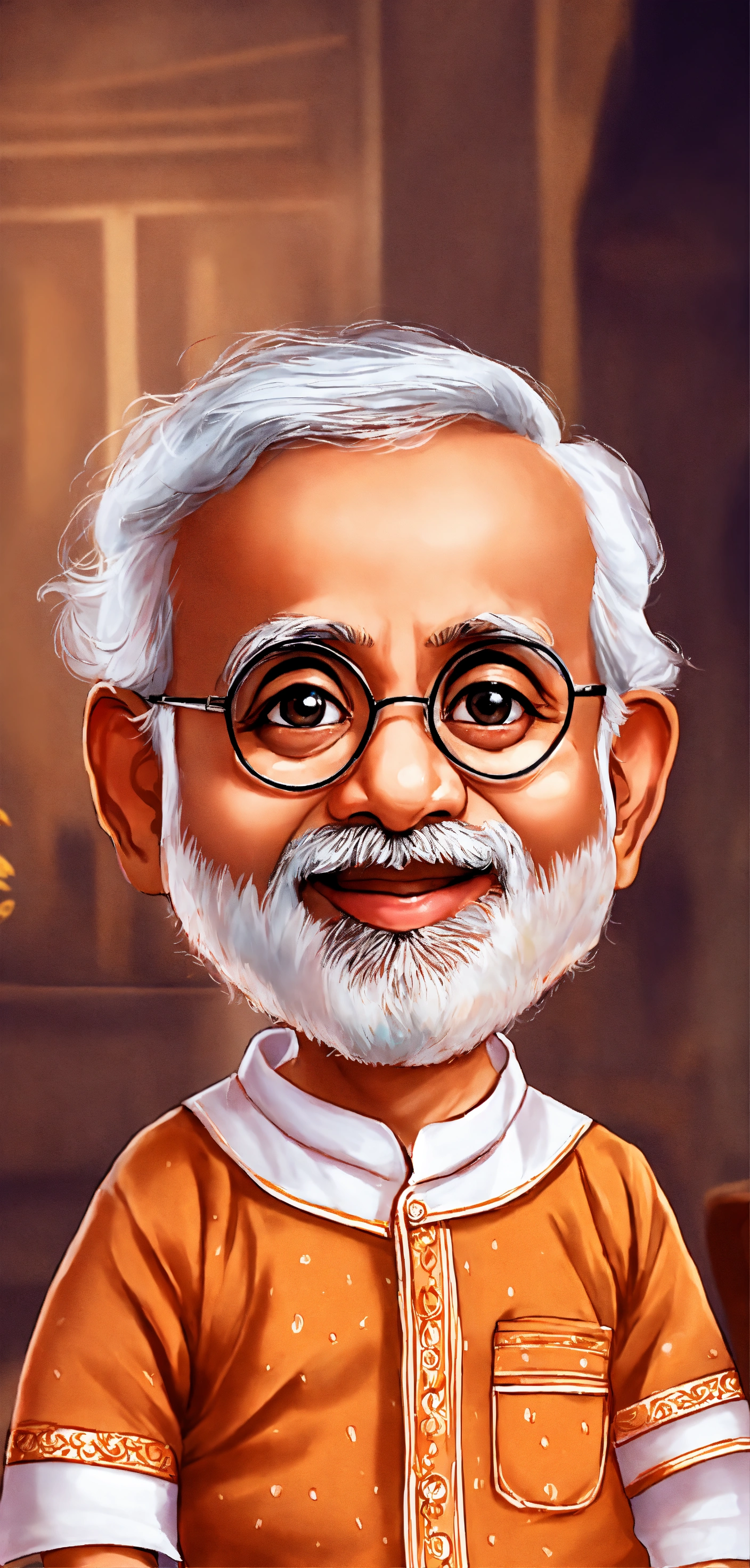 Lexica - Narendra Modi as a cute baby cartoon, big eyes Ultra realist