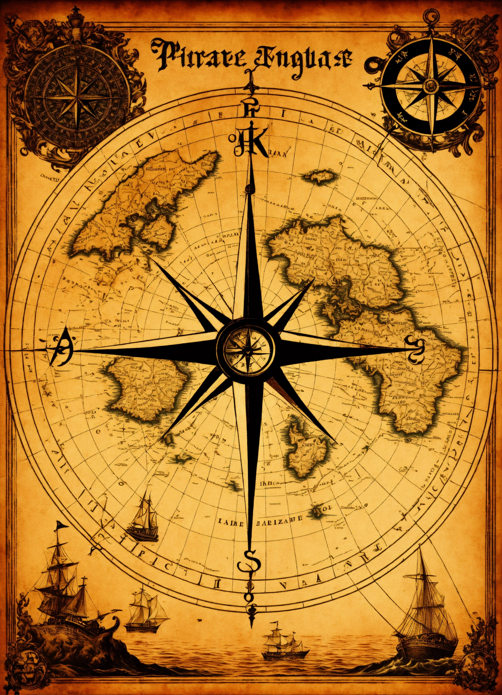 Lexica - Old pirate world map showing France and England with a pirate ...