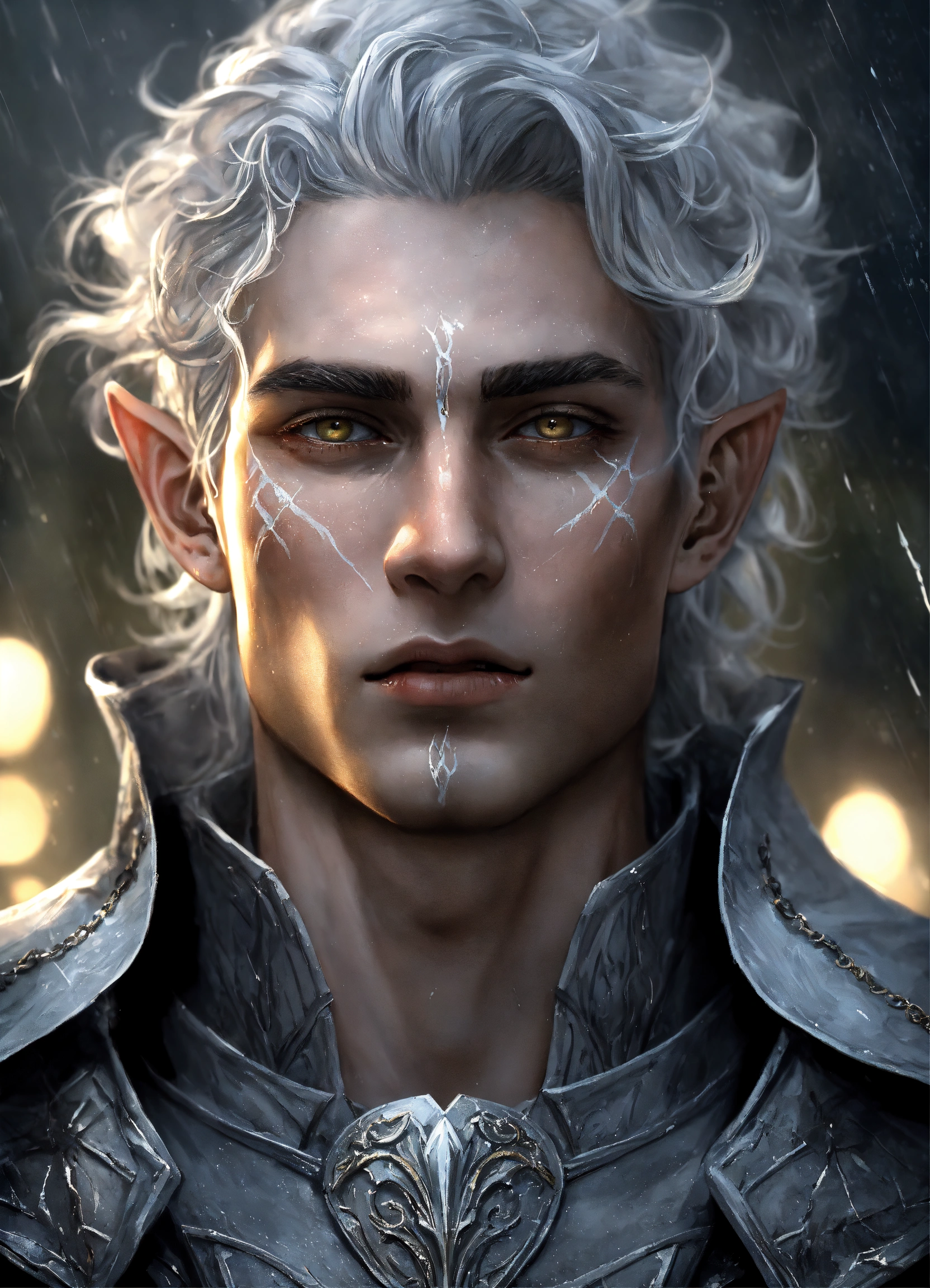 Lexica - Fantasy portrait of a ash-grey skinned elf, masculine ...