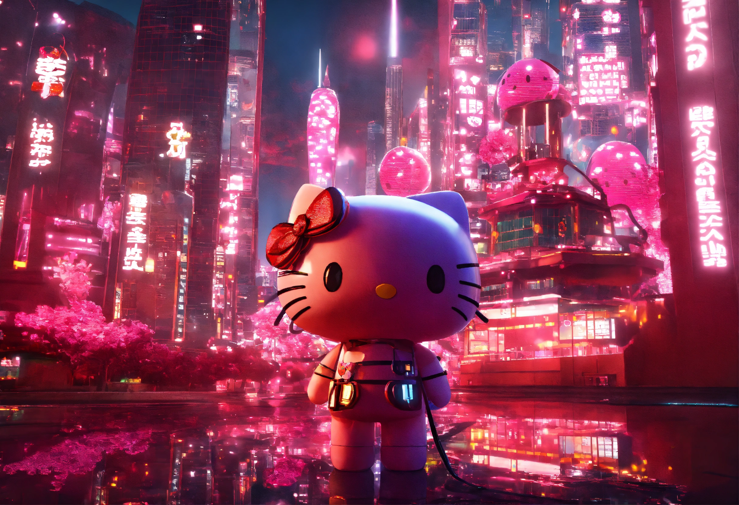 Lexica - 3D animation of Hello Kitty and her demonic reflection, Bye ...