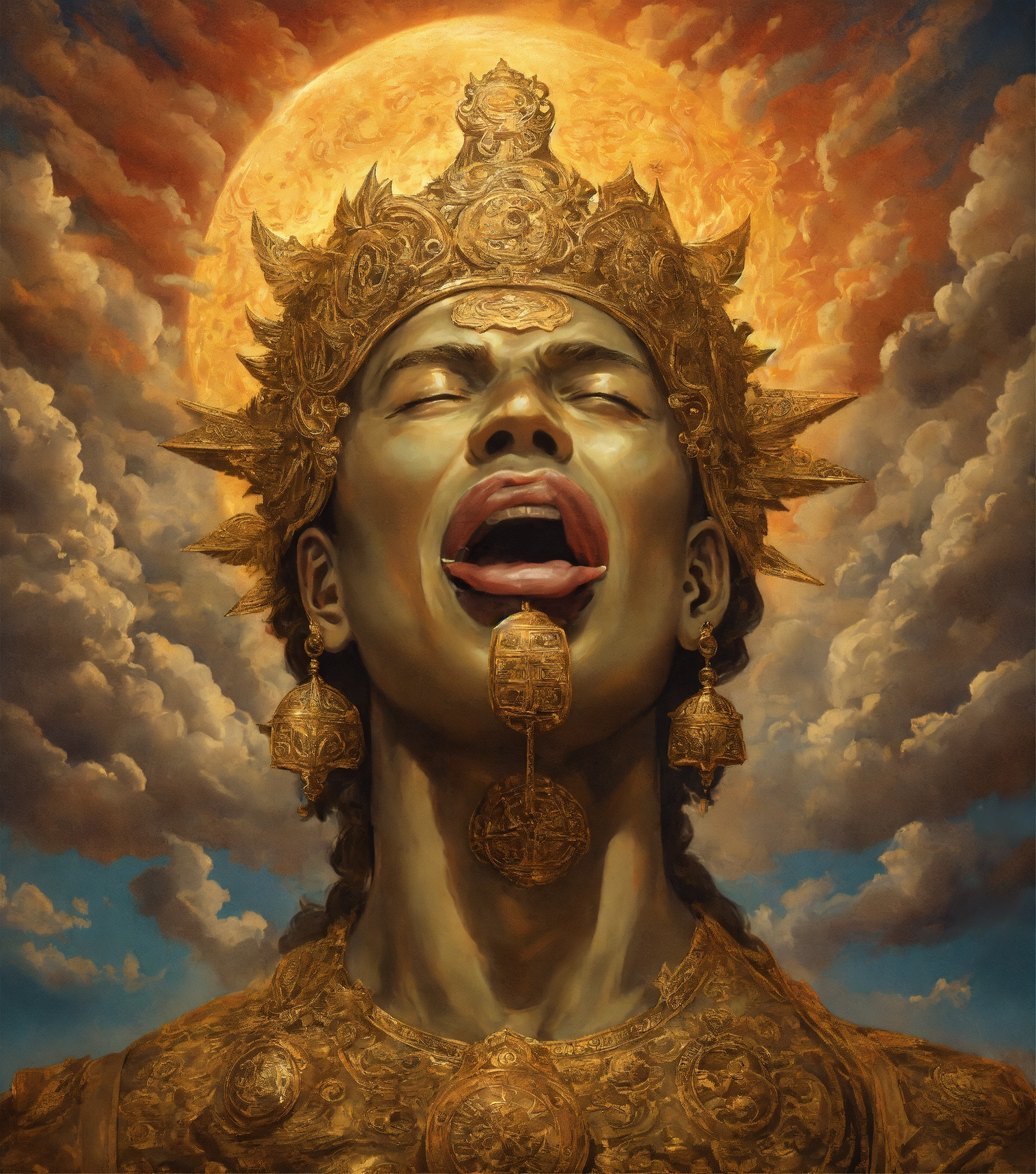 Lexica - In the heavens, the face of an enlightened man with an opened ...