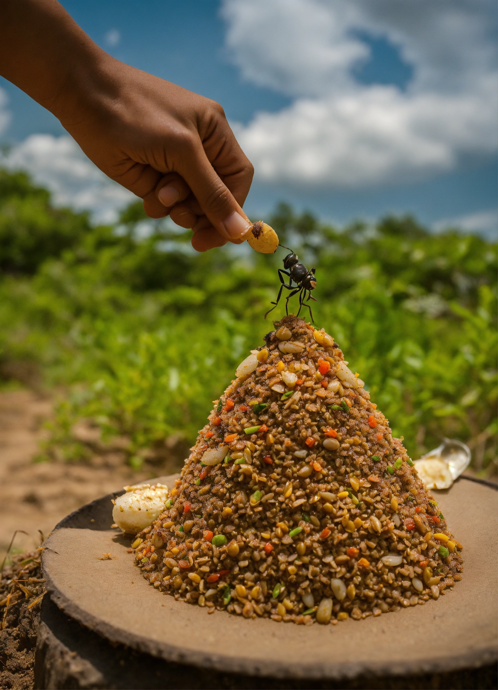 Lexica - Filipino offering food to a small termite mound