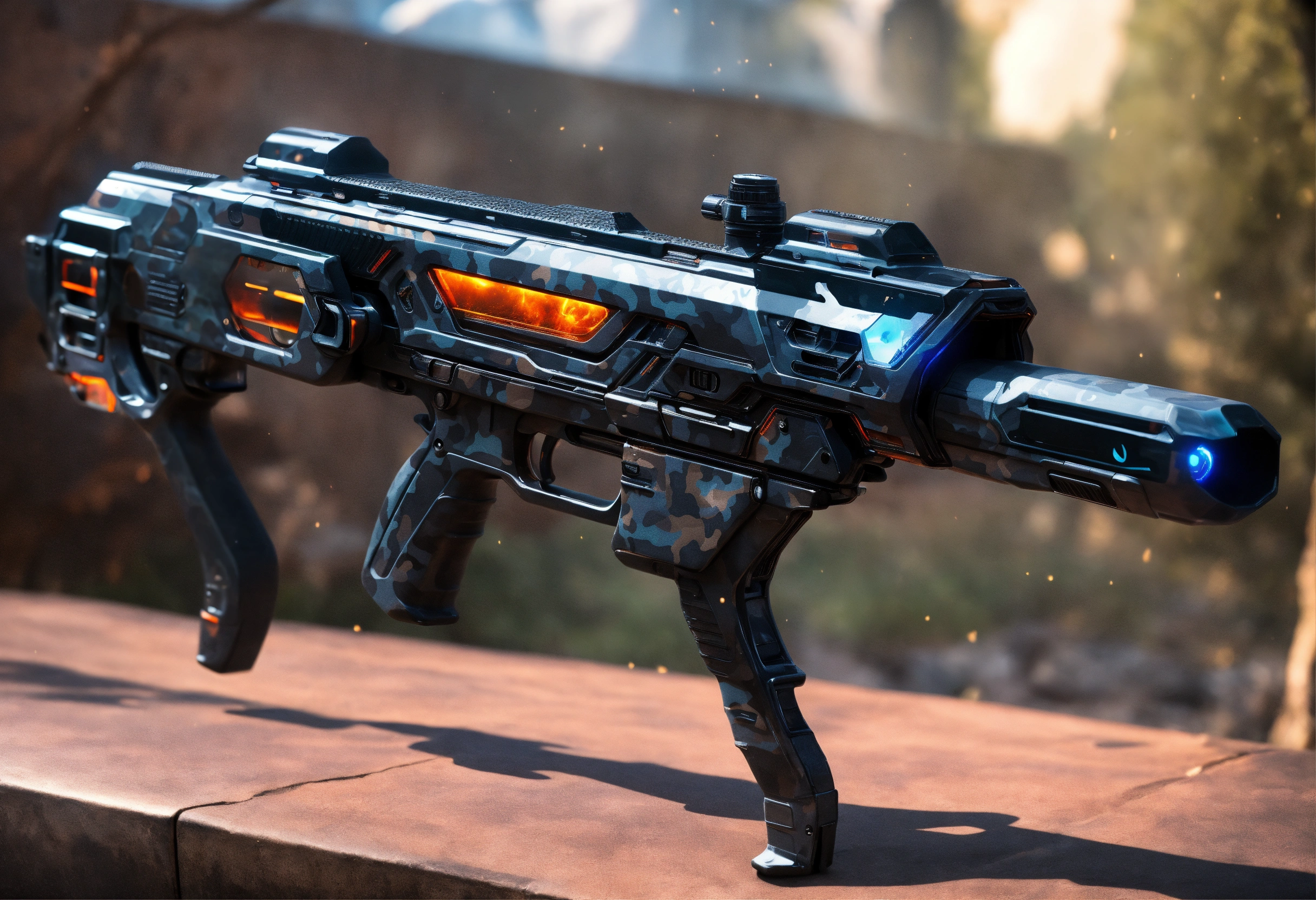 Lexica - Side view of the full image of a black camo sci fi plasma ...