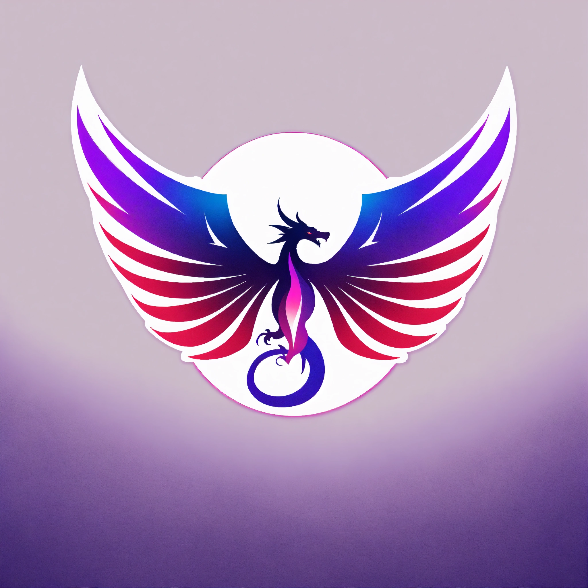 Lexica - Simple symmetrical dragon logo, wings spread, abstract, with ...