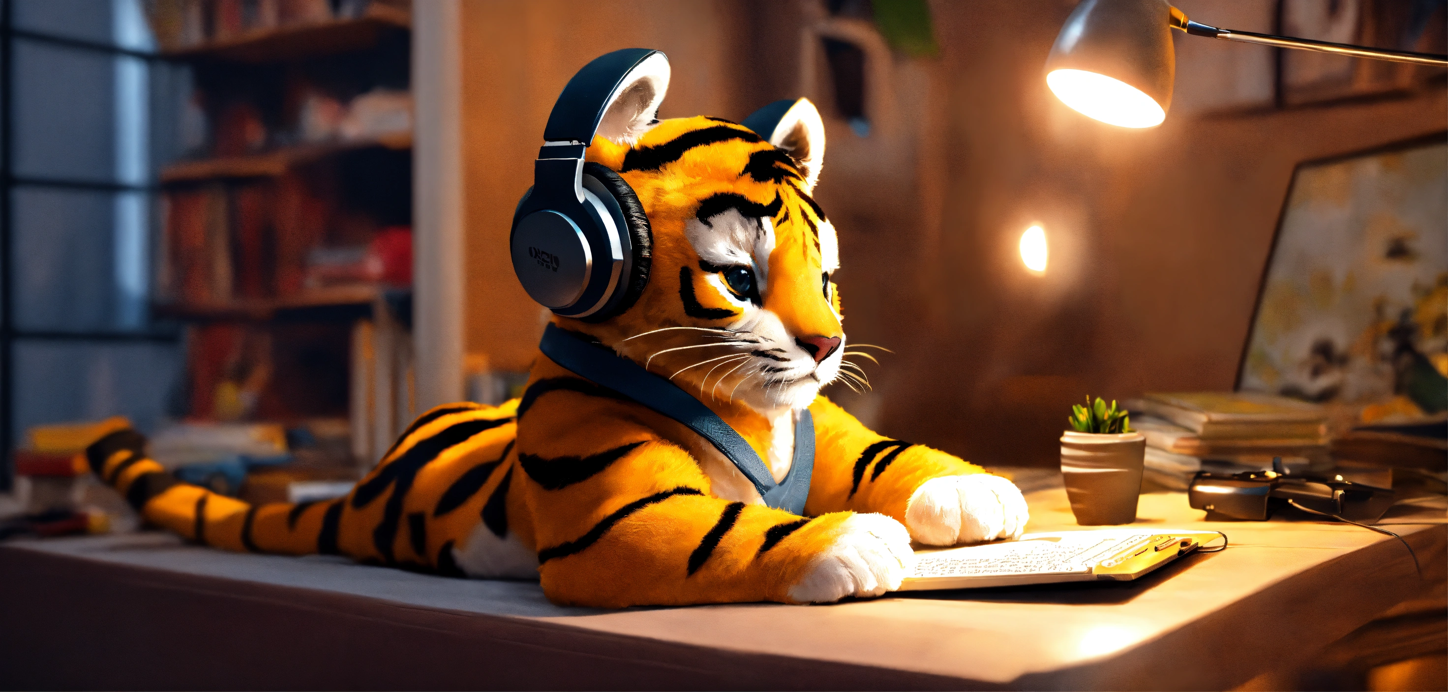 Lexica - Small baby Tiger laying On his back like a human on The Bed In ...