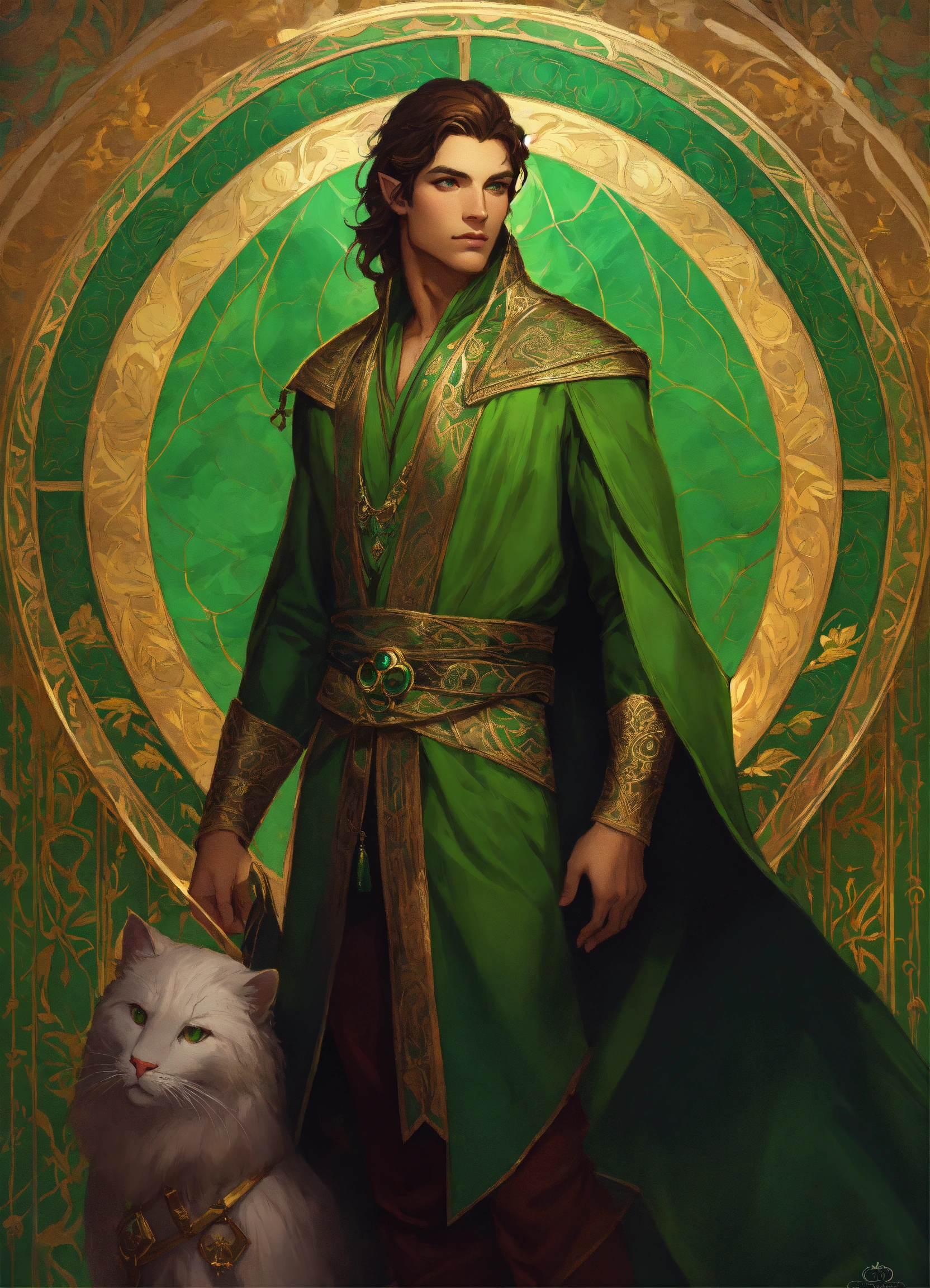 Lexica - Full body portrait of handsome persian elf male wizard, high ...