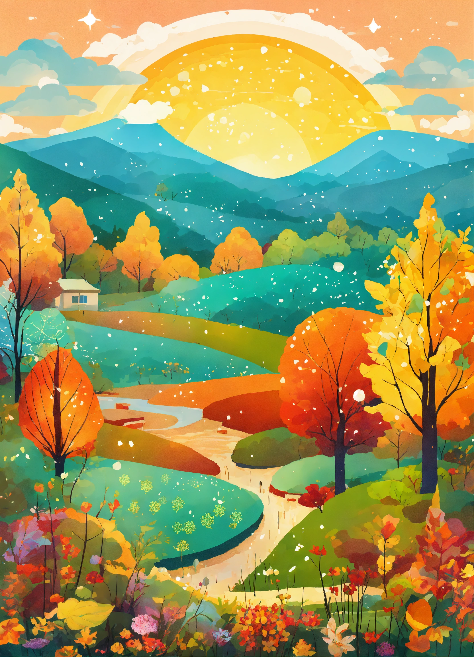 Lexica - Colorful and bright illustration of Seasons of the Year as ...
