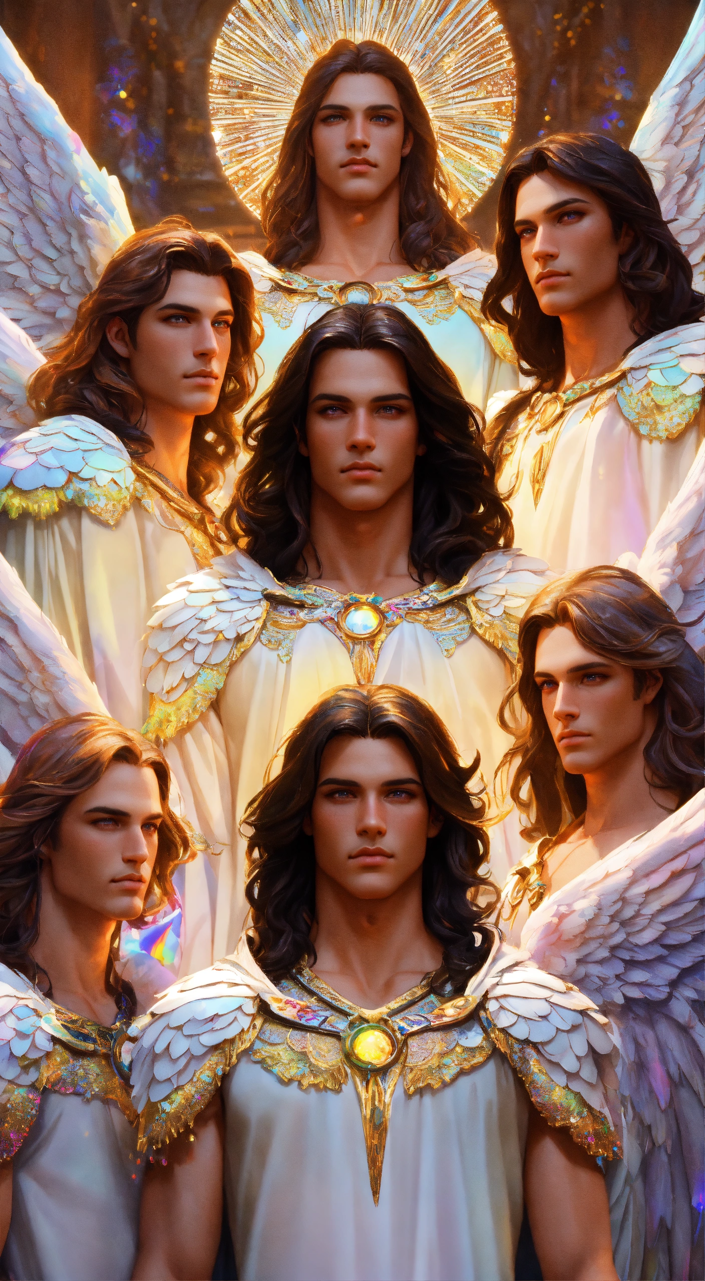 Lexica - Group of 7 beautiful and perfect male Angels, detailed and ...