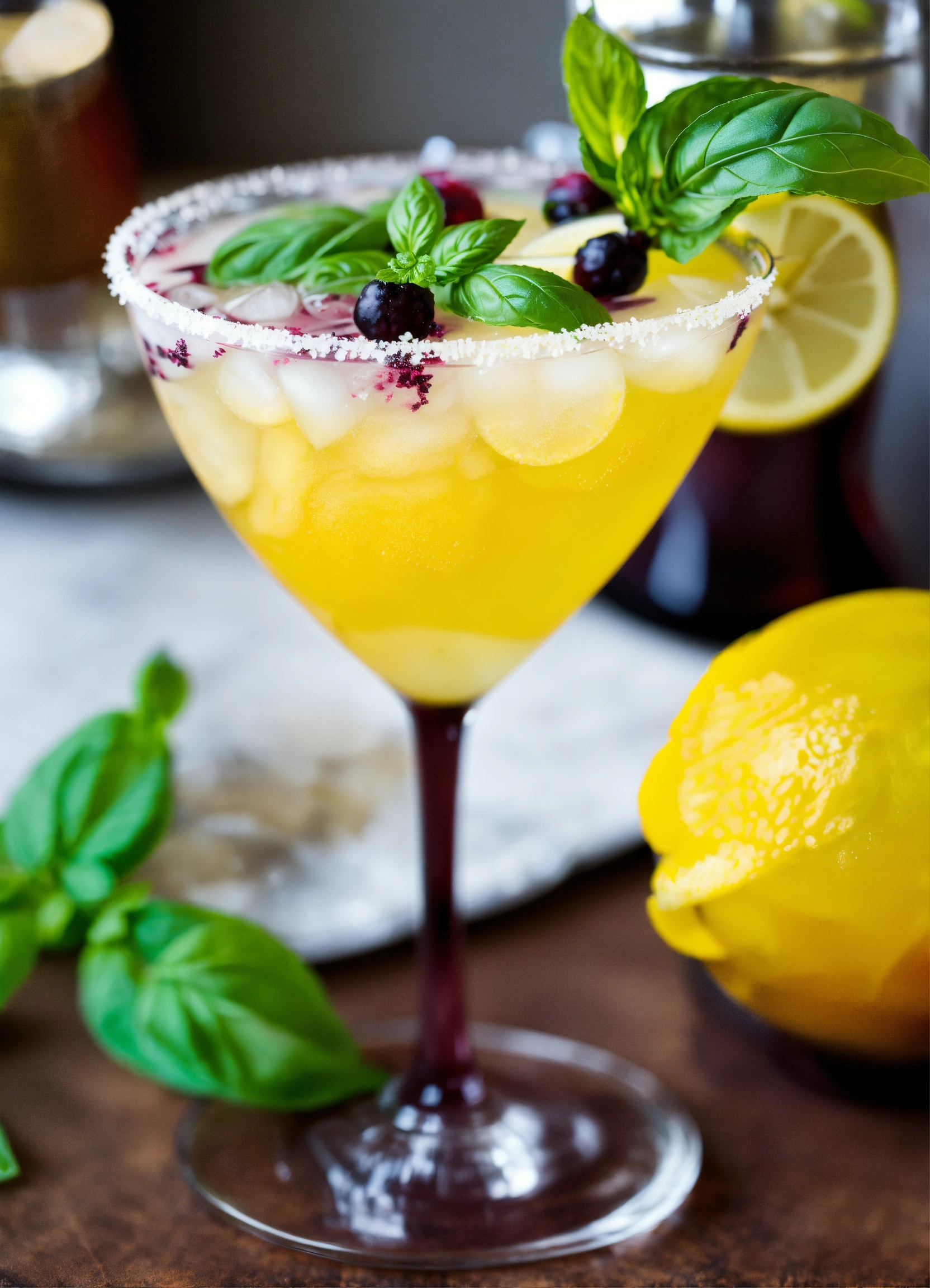 Lexica - Elderberry lemonade and Basil in a cocktail glass, a limonade ...