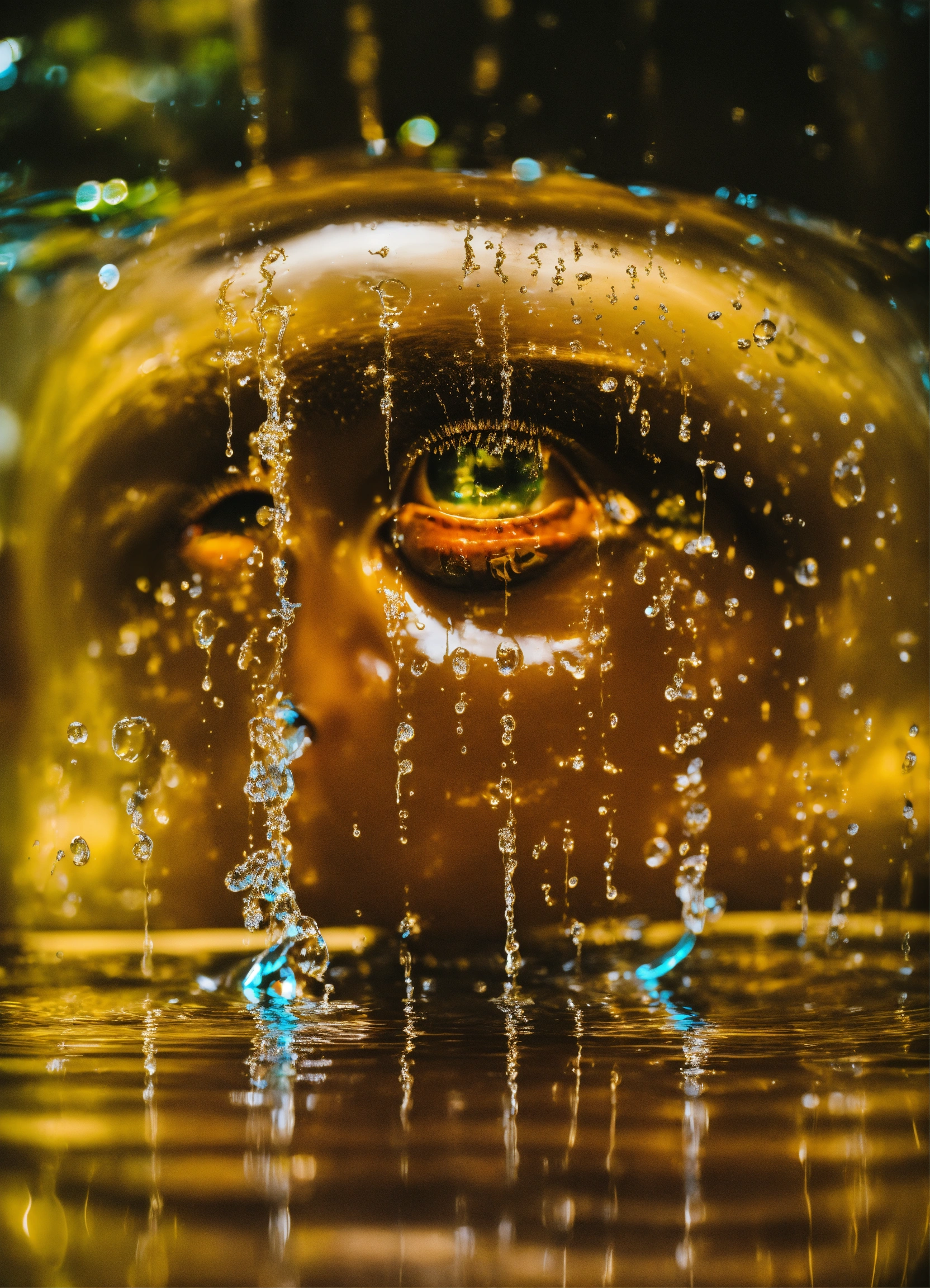 Lexica - Crying face, written in water typography.