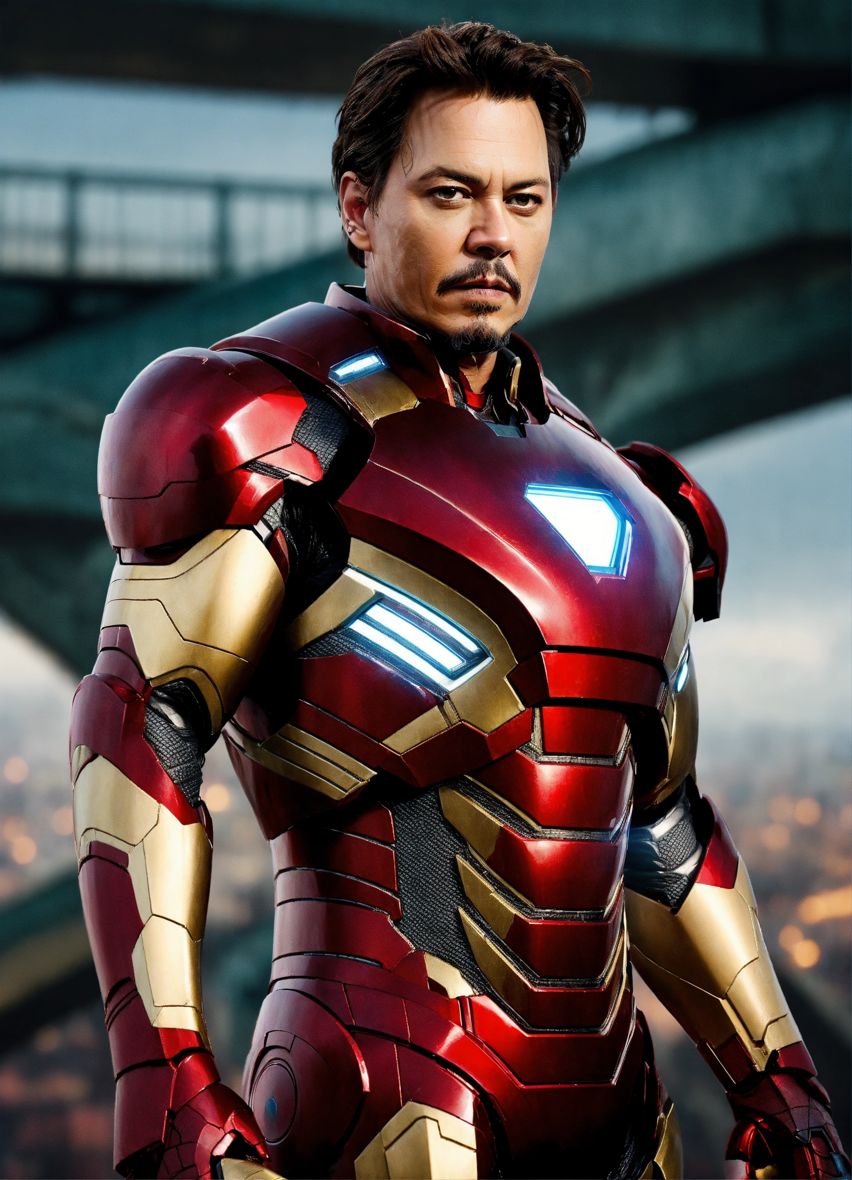 Lexica - Johnny Depp is Tony Stark, short hair, goatee, dressed with ...