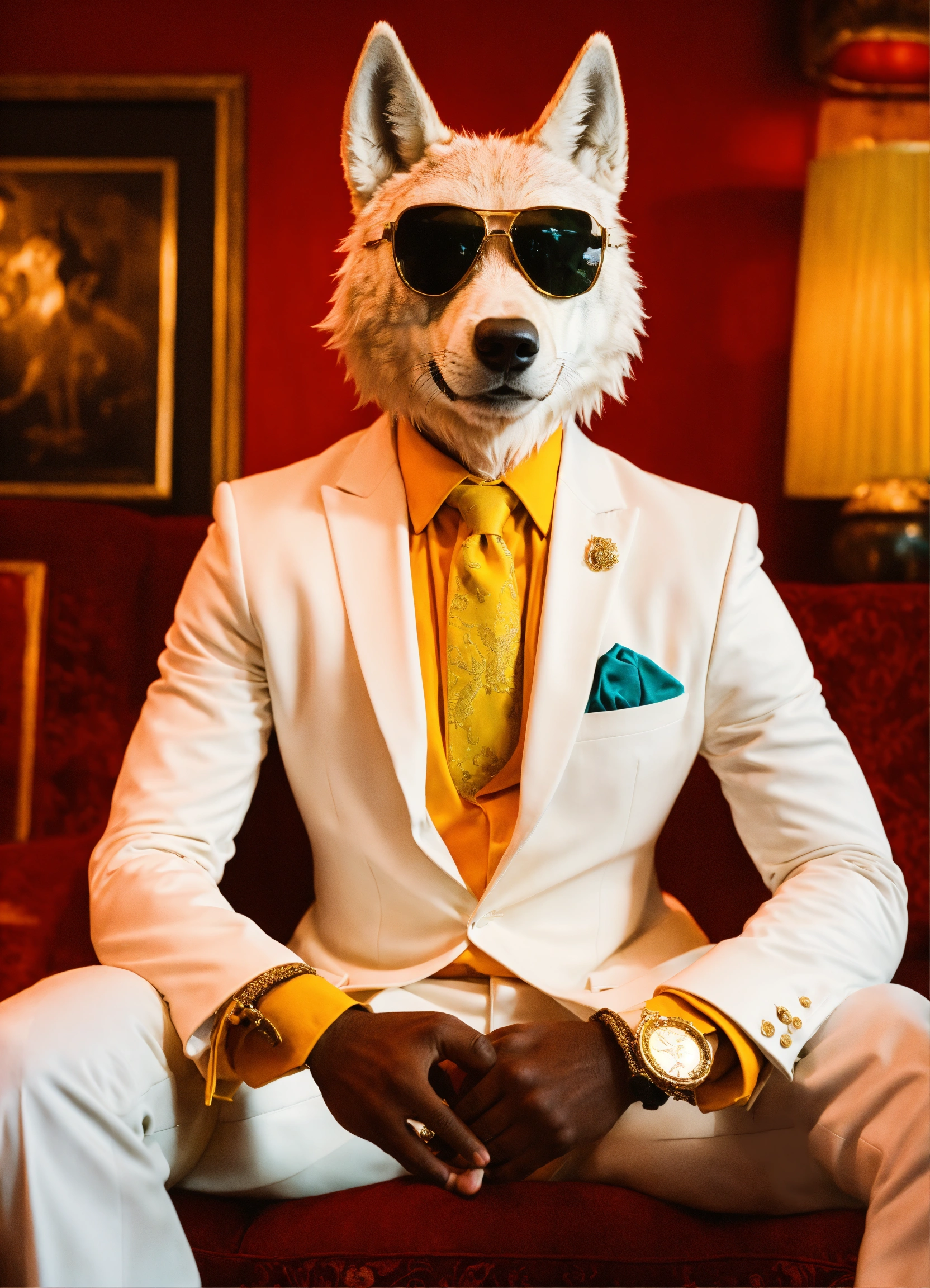 Lexica - Award - Winning Cinematic Still of wolf-Headed body guard ...