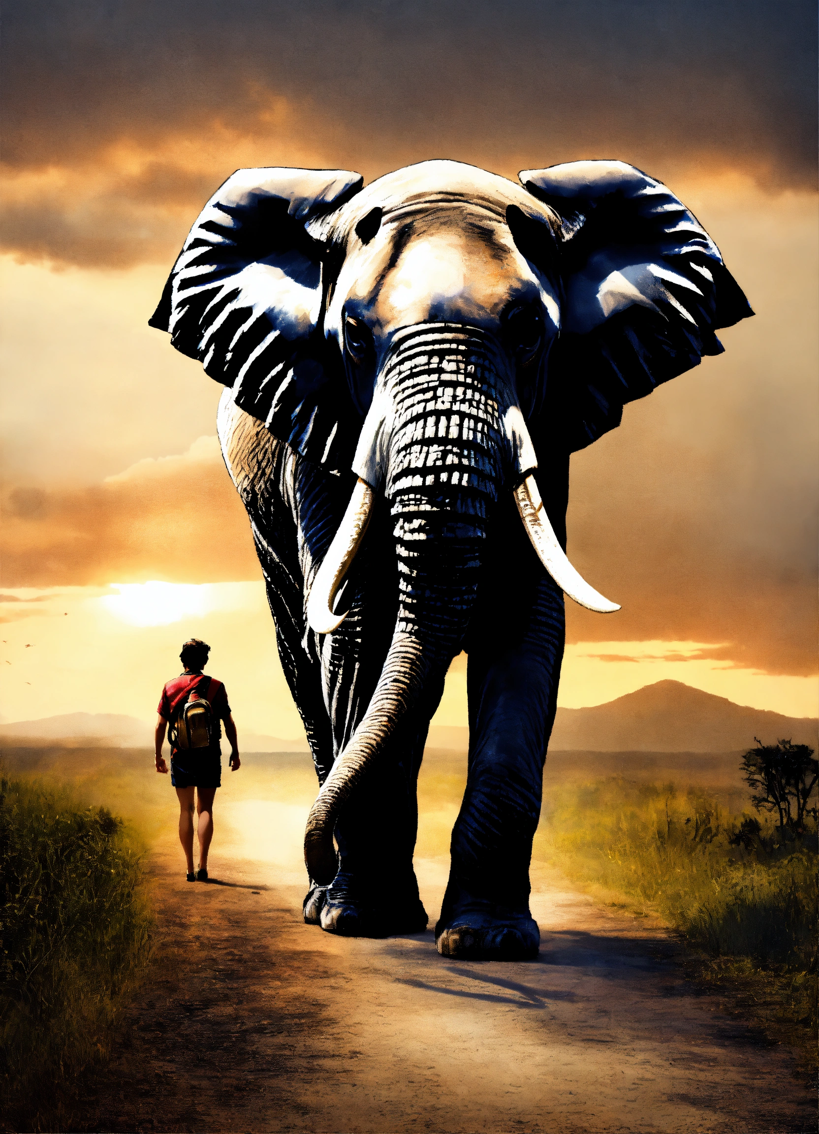 Lexica - Mono conbinado con un elefante.hiperrealista 8k