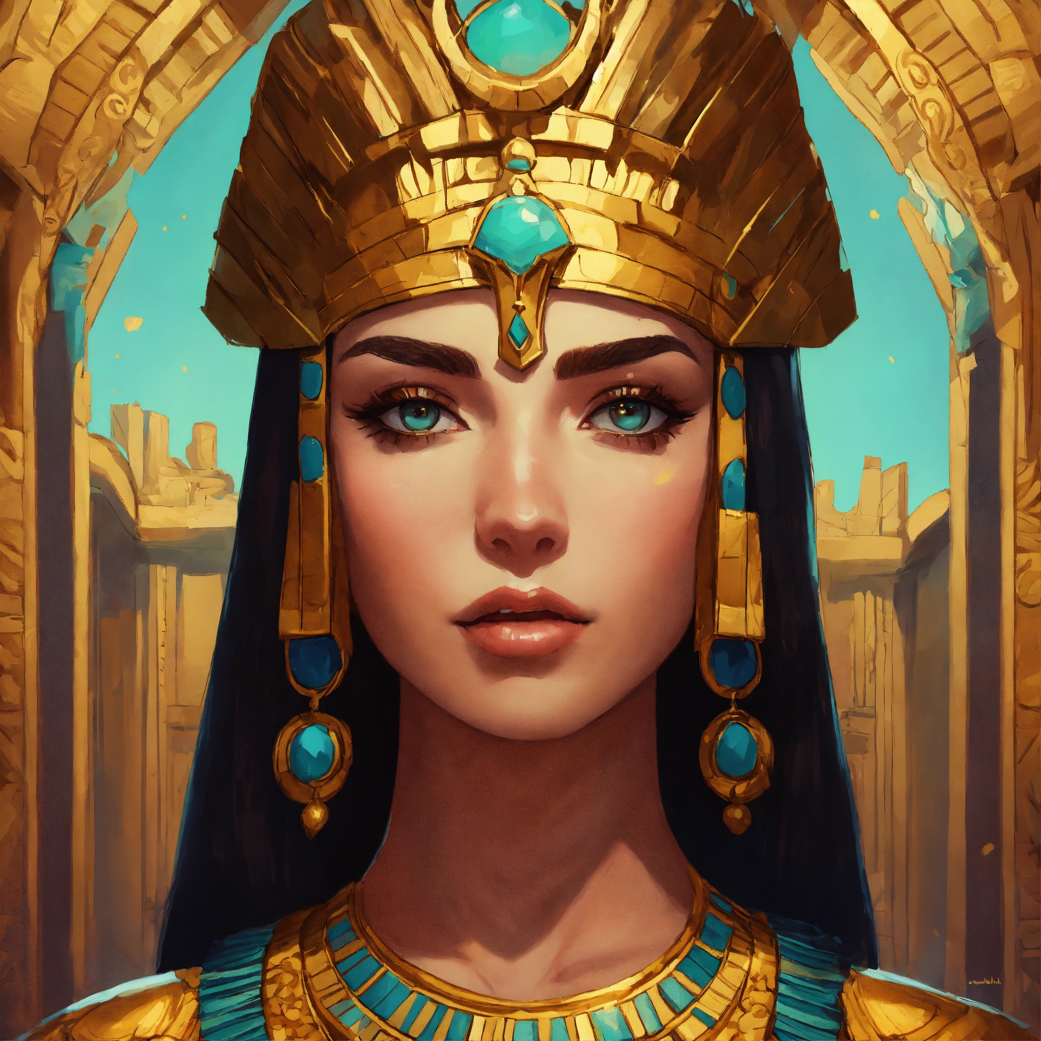 Lexica - Cleopatra's crown ancient artefact, cartoon oil paint, 2D ...