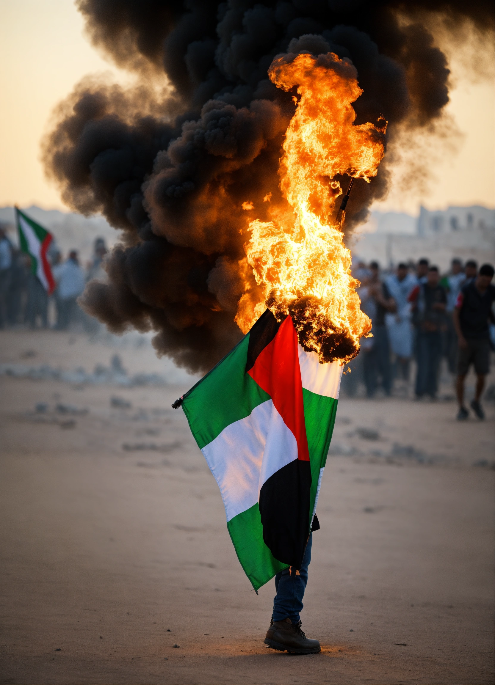 Lexica - Palestine flag on fire