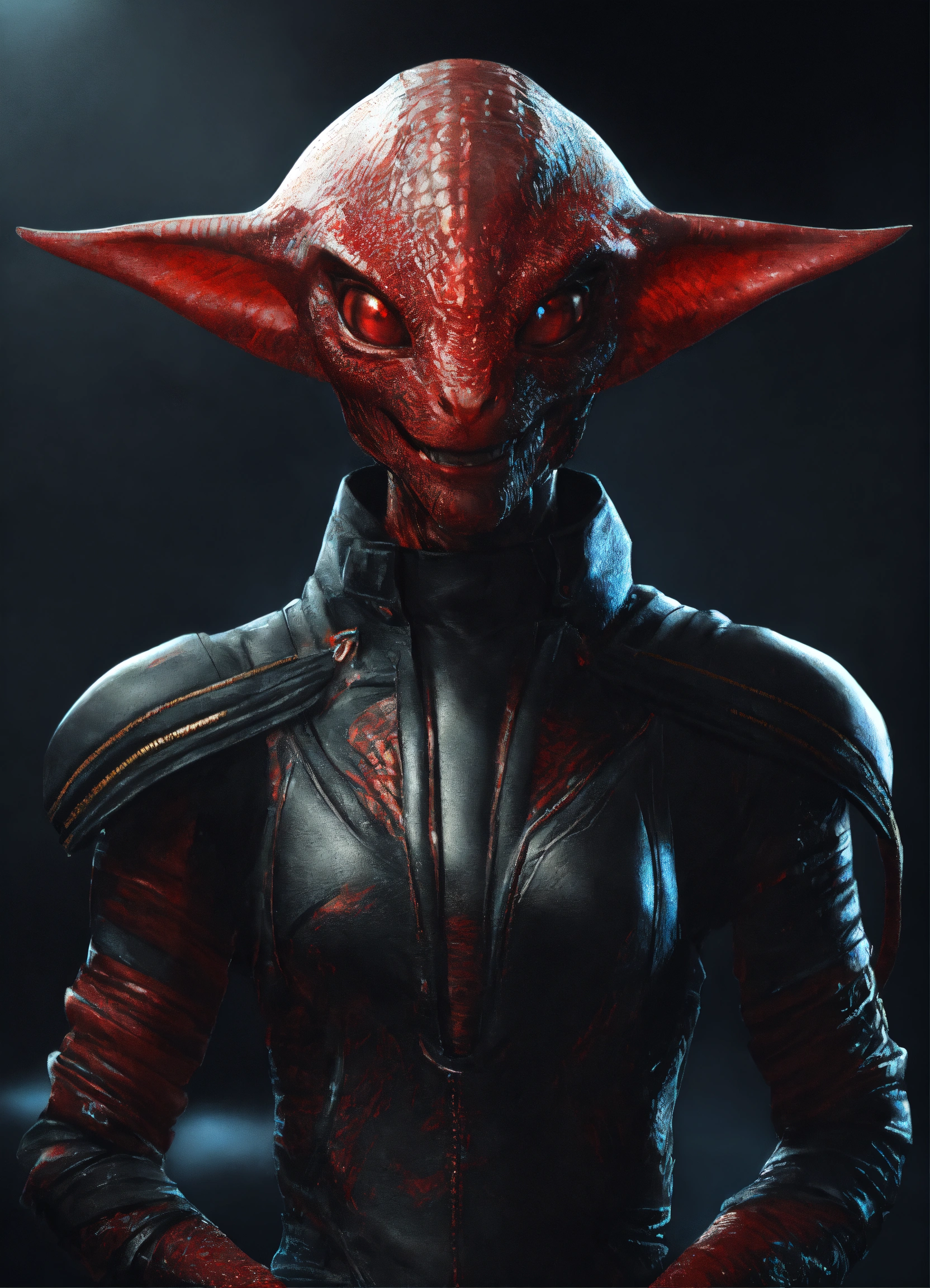 Lexica - Realistic drawing a full body portrait of an alien-human ...