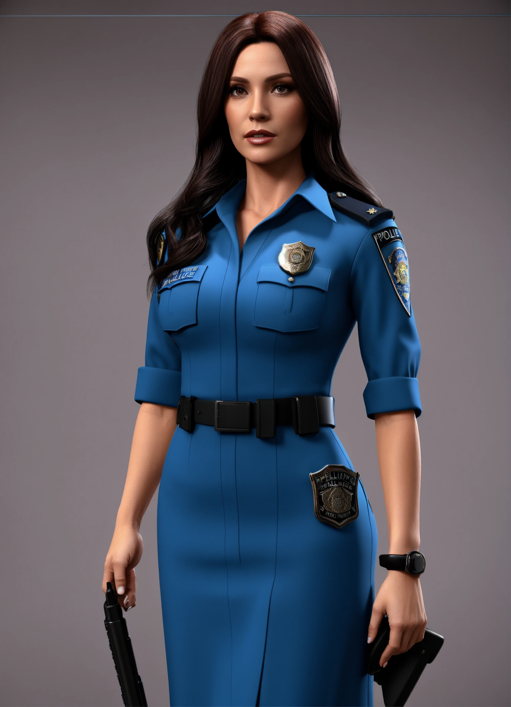 Lexica - Rosanna fratello long straight dark hair police woman blue ...