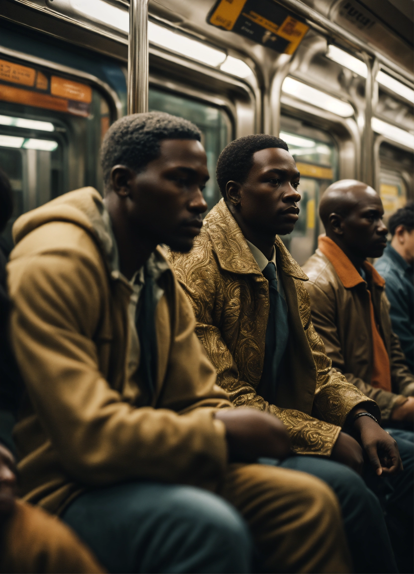Lexica - African American statues sitting in a very crowded subway ...