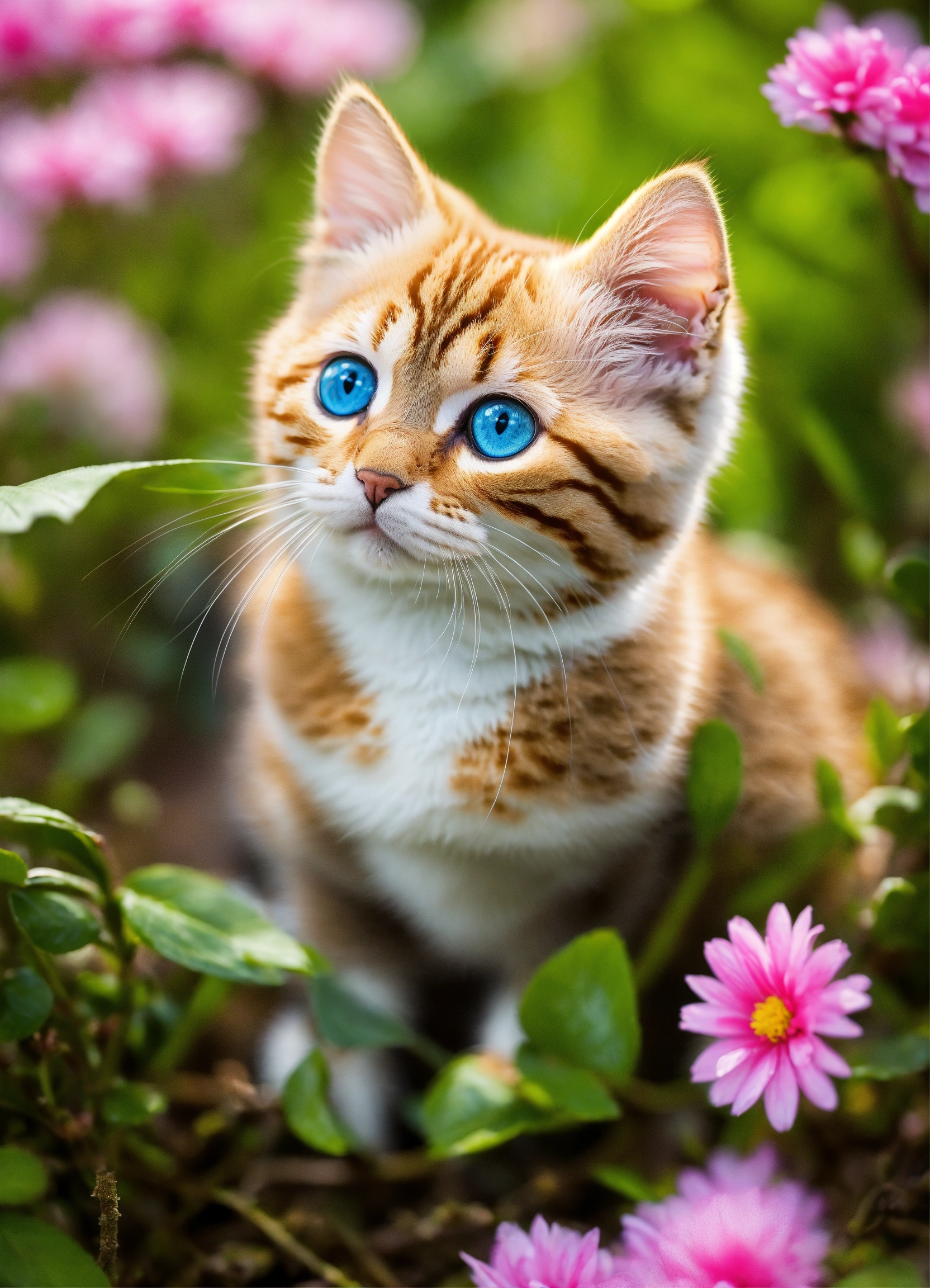 Lexica - Pygmy little cute cat in flowers