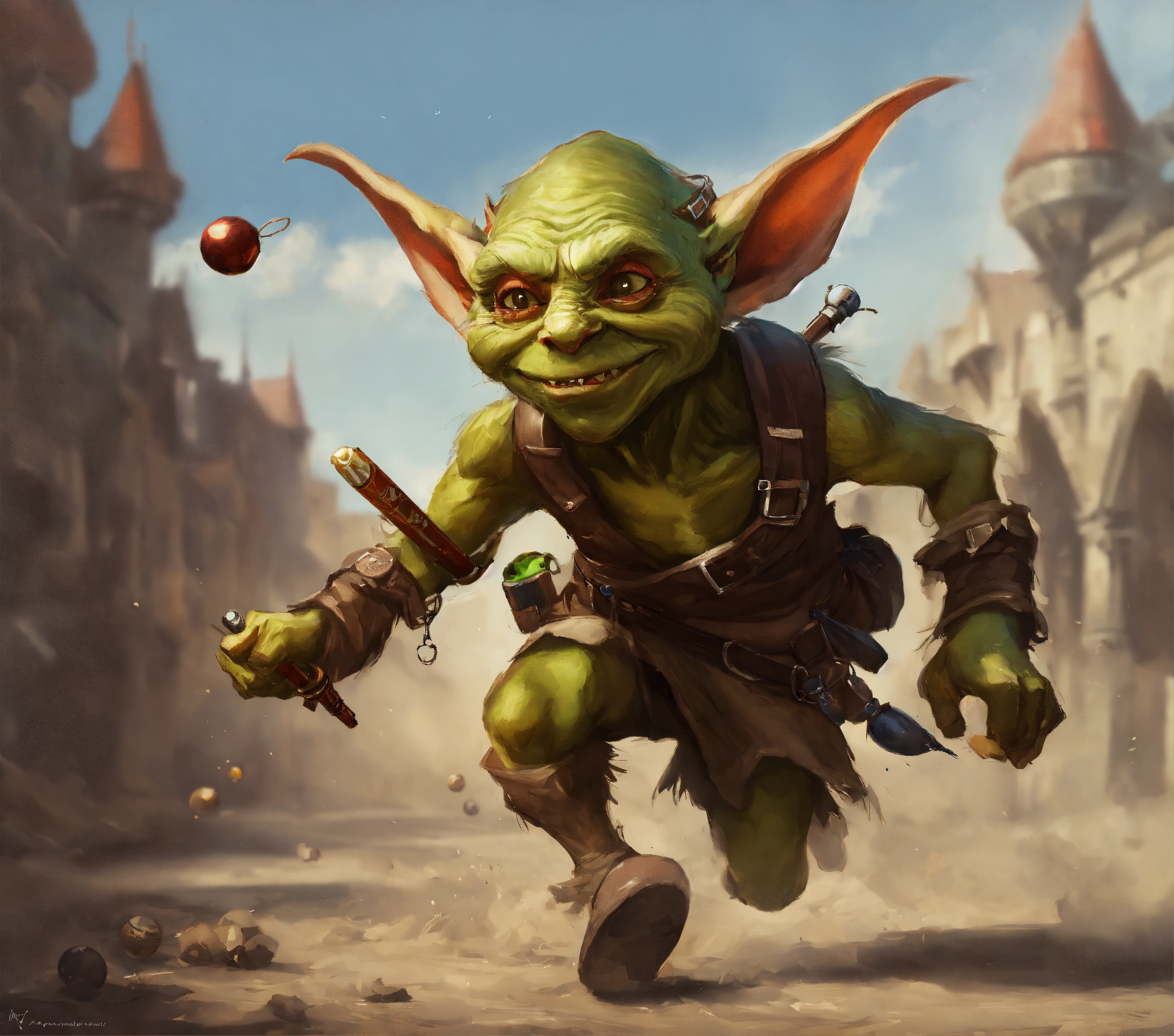 Lexica - Goblin running and playing with bombs, digital painting ...