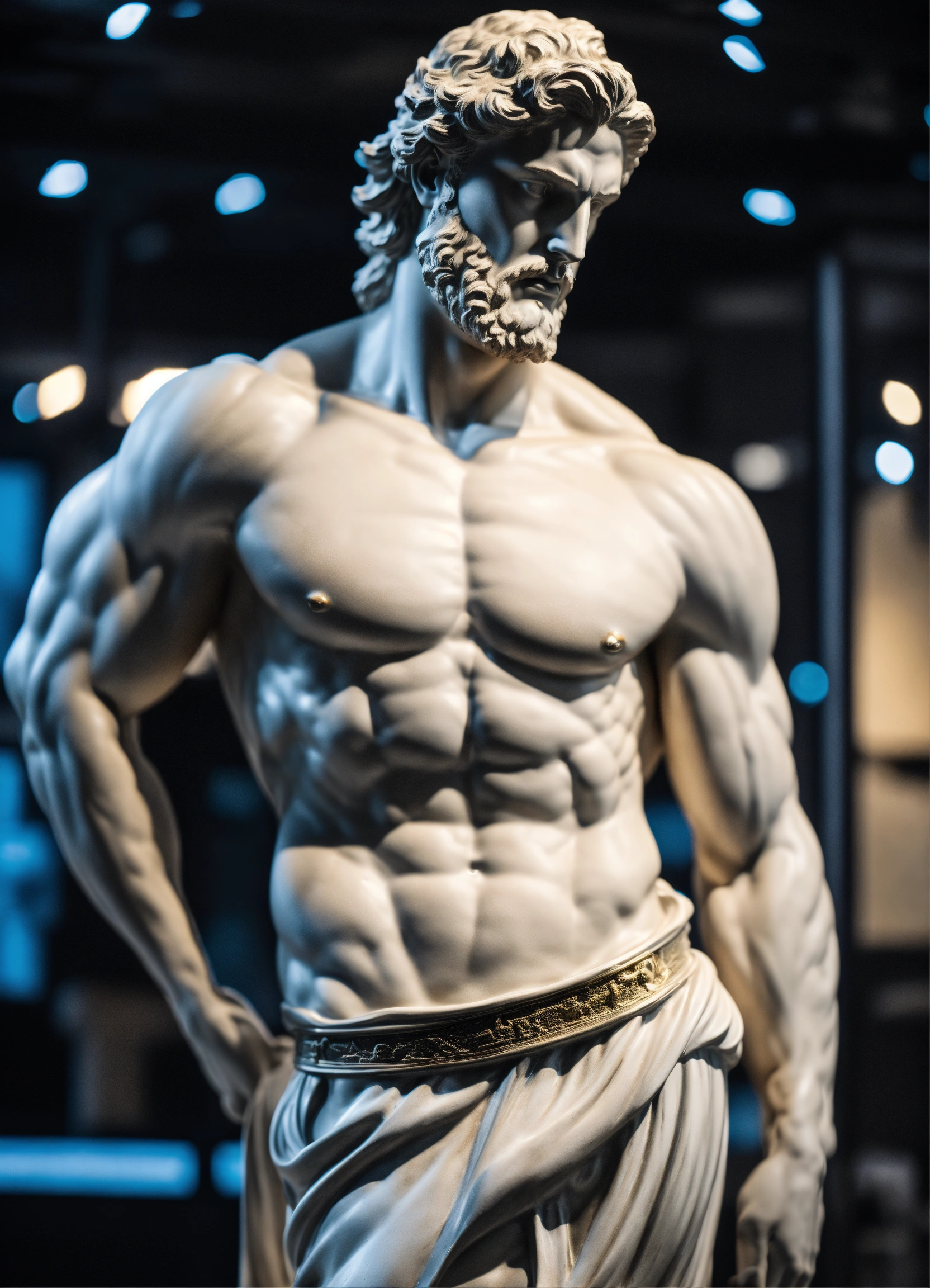 Lexica - A Statue from a muscular Greek god Statue with a wavey middel ...