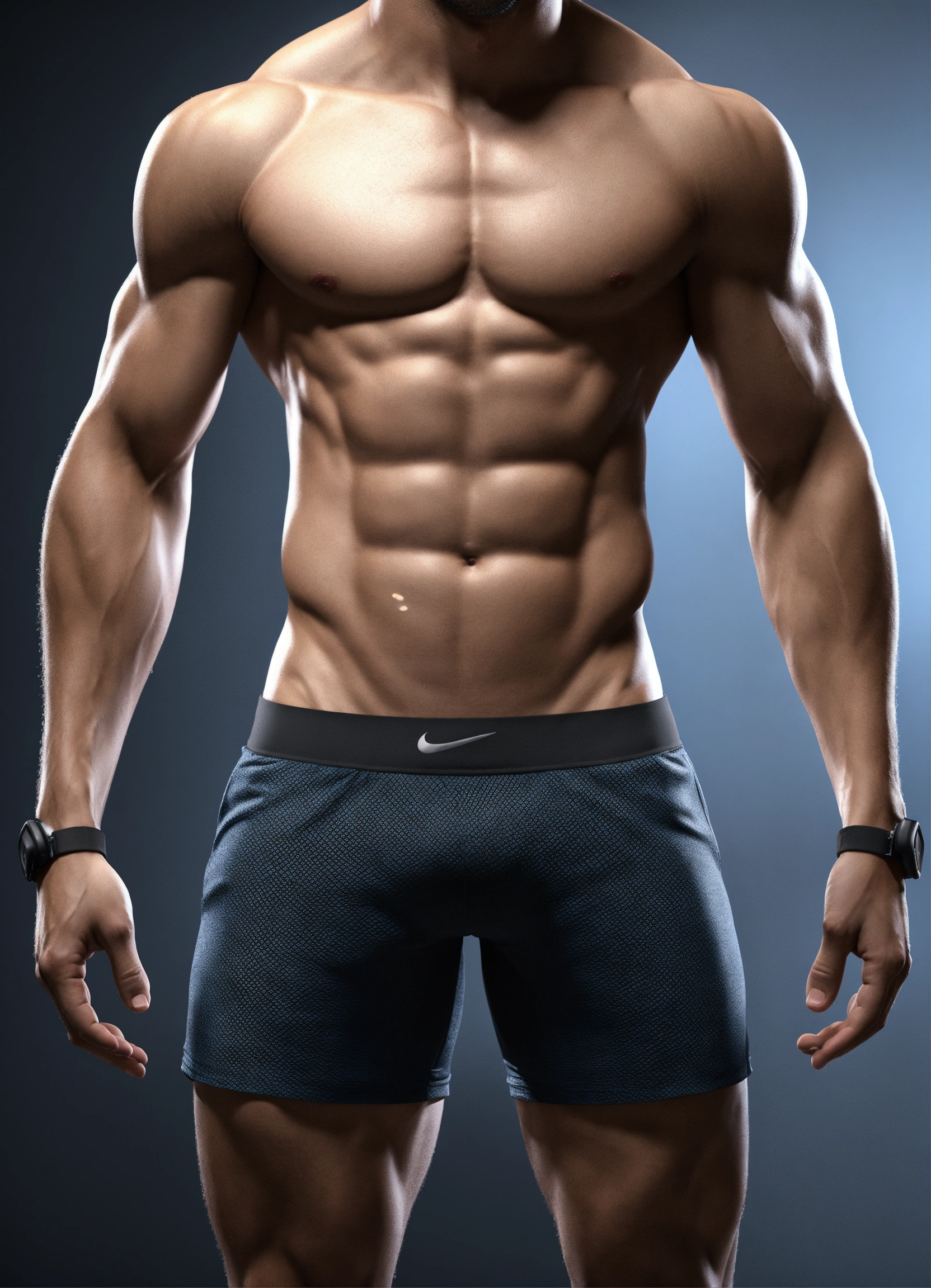 Lexica - Skinny belly man, sport short, front view, hyper realistic ...