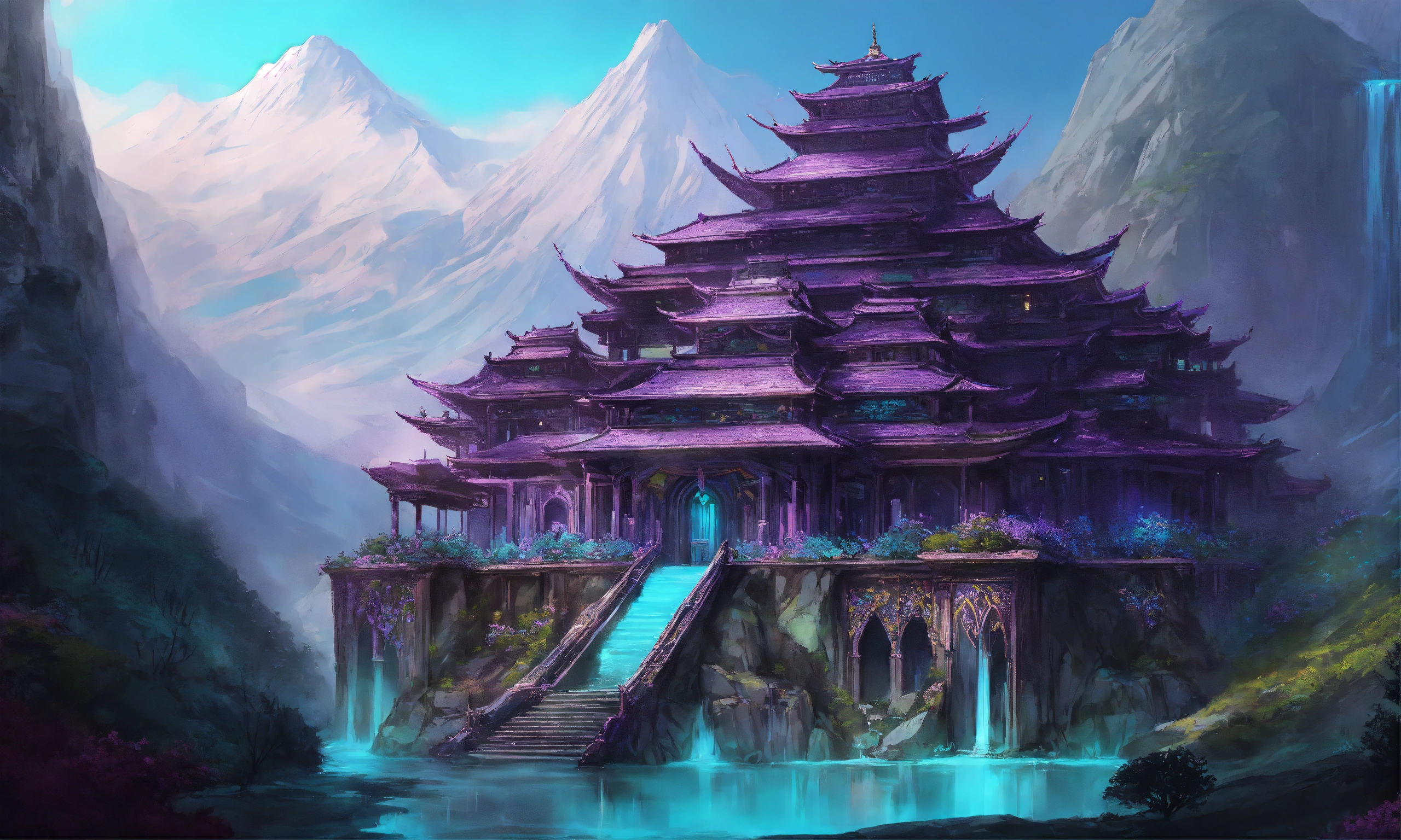 Lexica - Drawing of a fully shown large black and purple and cyan ...