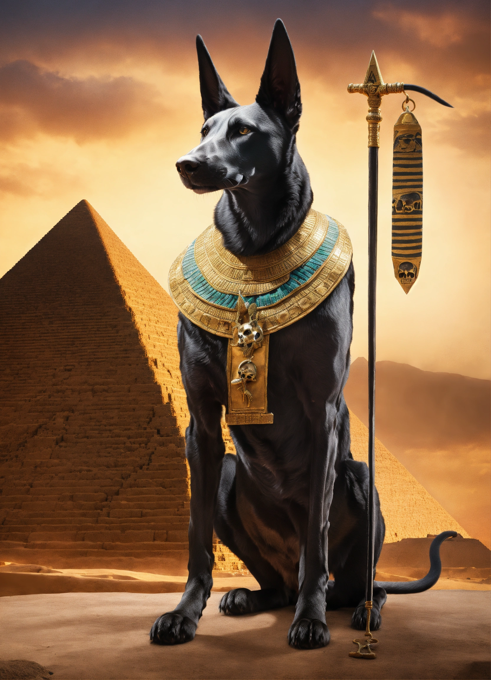 Lexica - Photorealistic Anubis with a dog's head looking to the side in ...