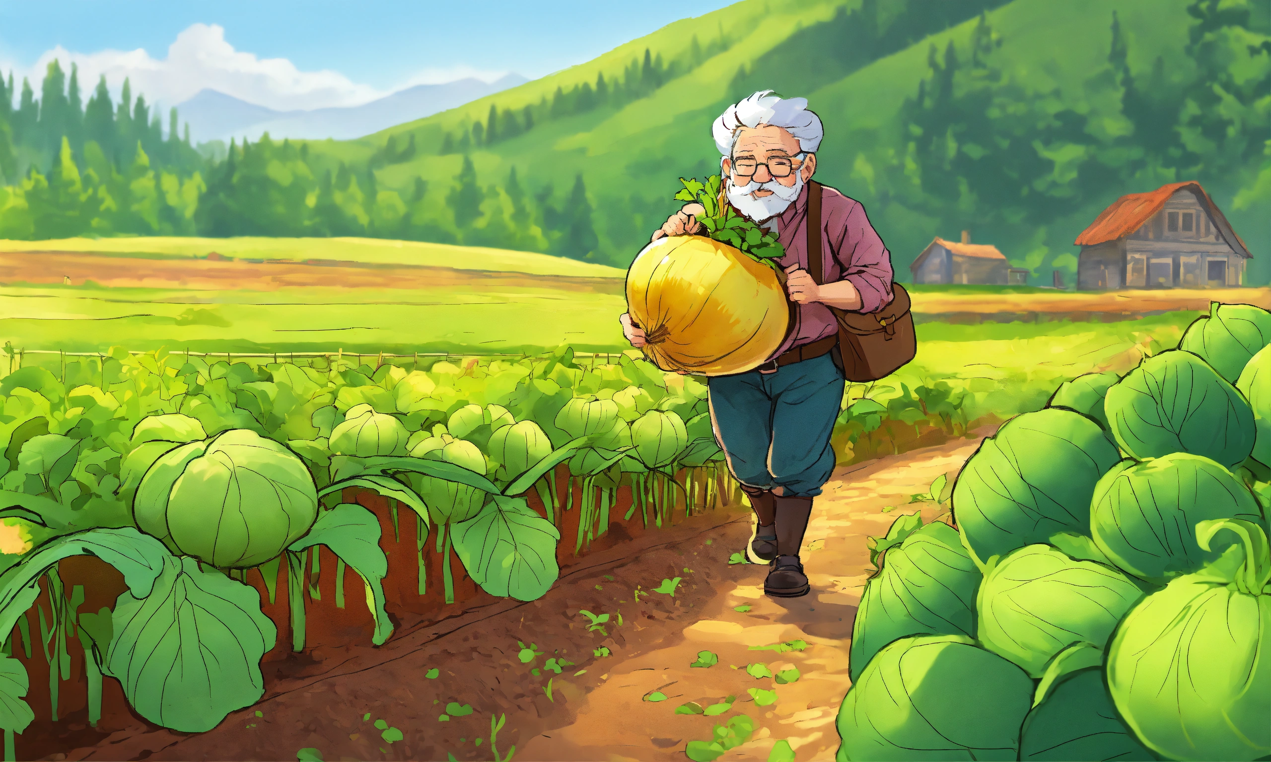 Lexica - Cartoon style huge yellow turnip is growing in the field. Cute ...