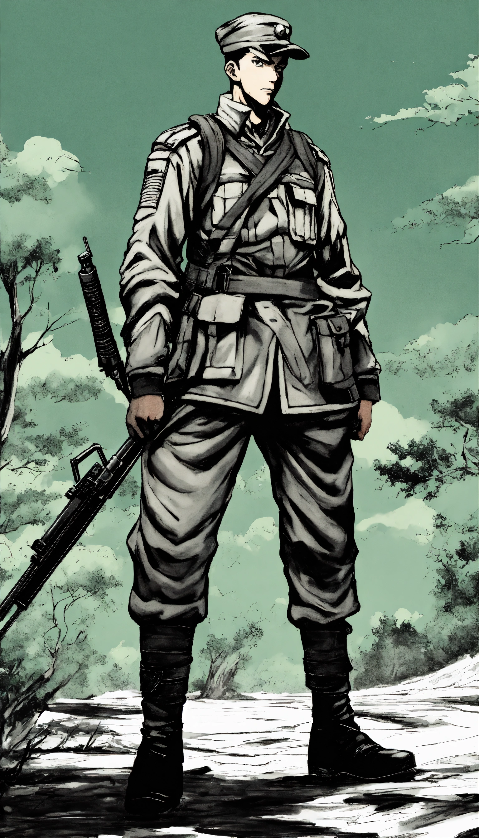 Lexica - Old manga style soldier guerilla in hunter x Hunter style