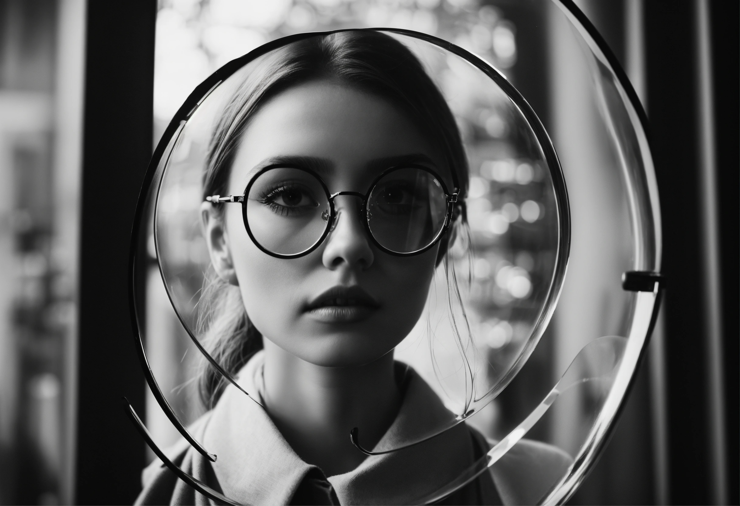 Lexica - Art Women glasses, clear looking through a transparent glass ...