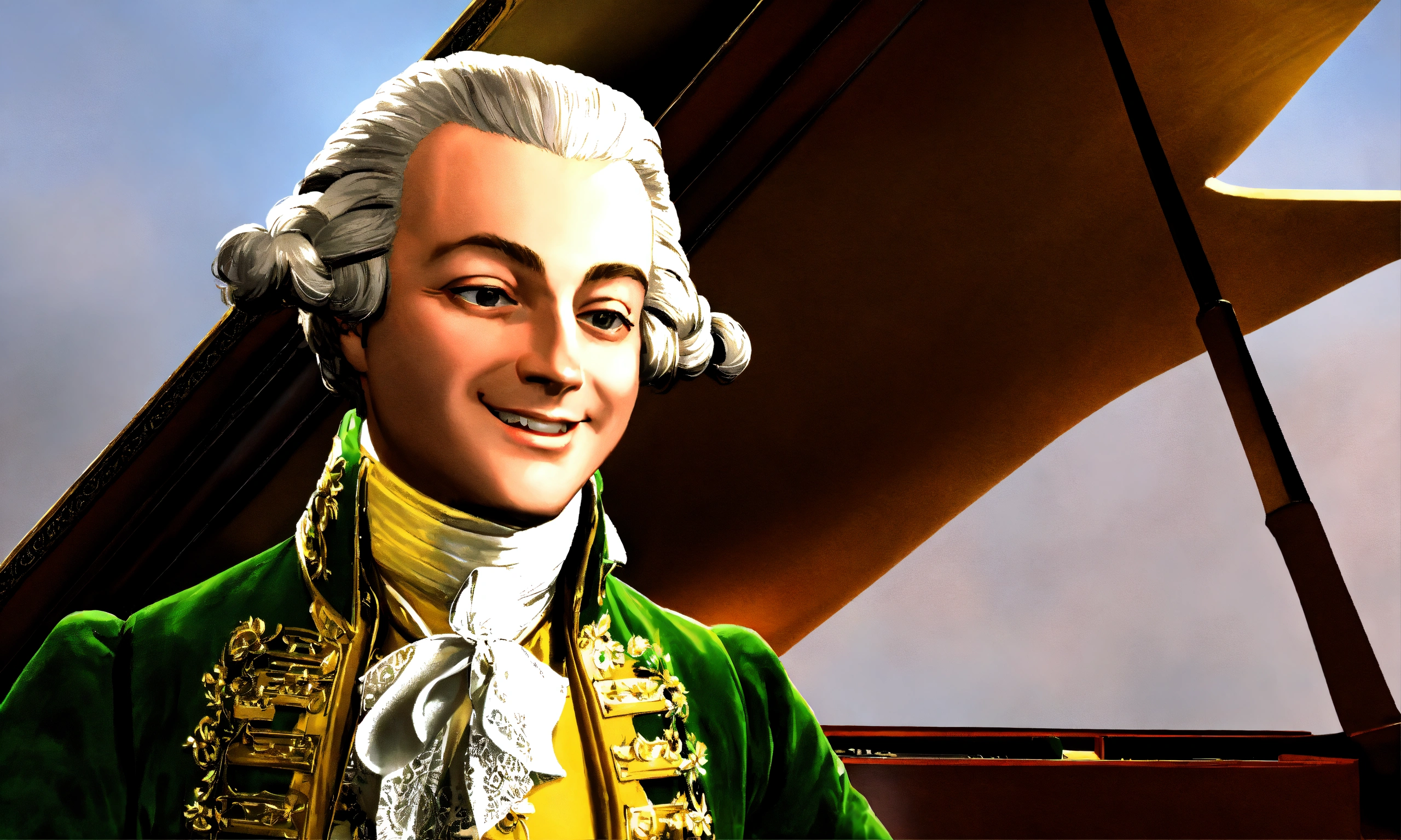 Lexica - Wolfgang Amadeus Mozart sonriendo mientras toca el piano y un ...