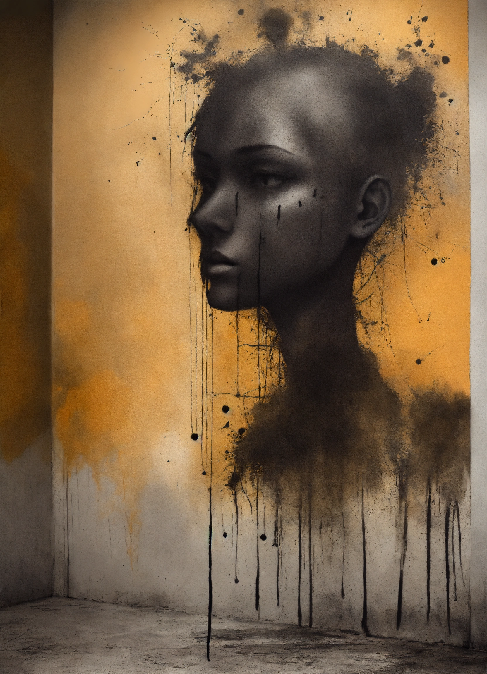 Lexica - Create the outline of a chity of fear, painted with a few ...