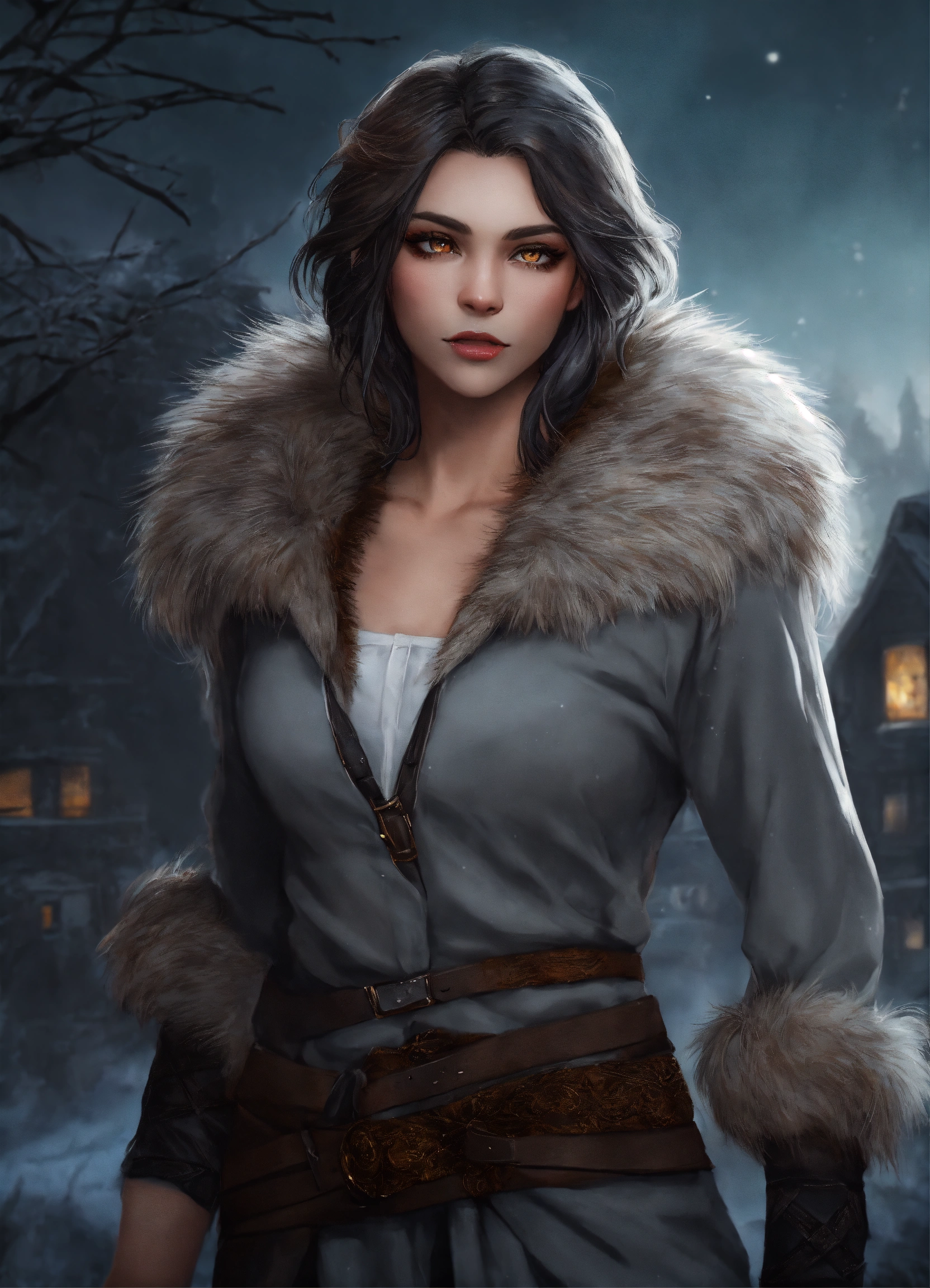Lexica - A werewolf, female , grey fur, hazel eye