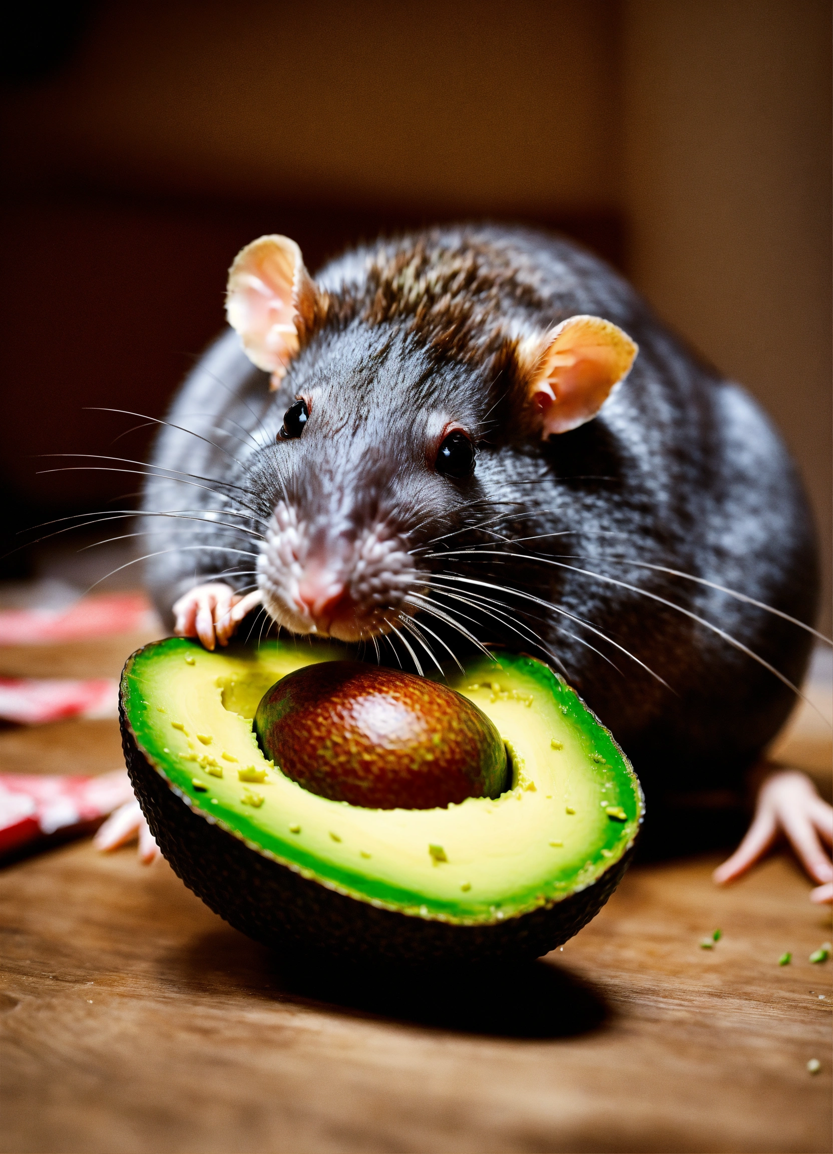 Lexica - Rat slicing up an avocado