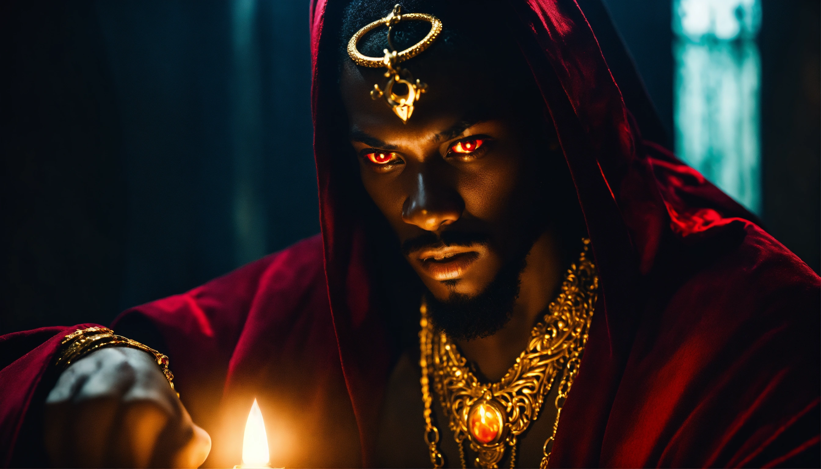 Lexica - Sinister and dramatic portrait of a young handsome African ...