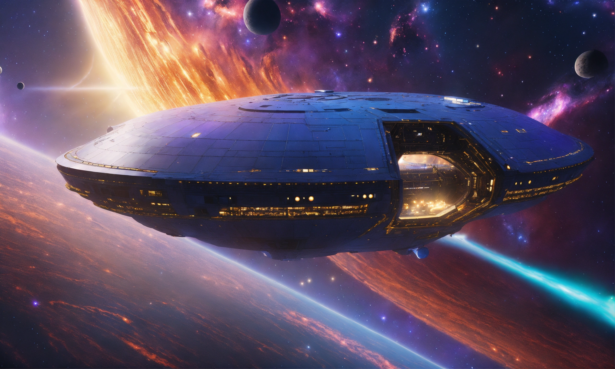 Lexica - A sleek spaceship is about to engage its jump drive, with a ...