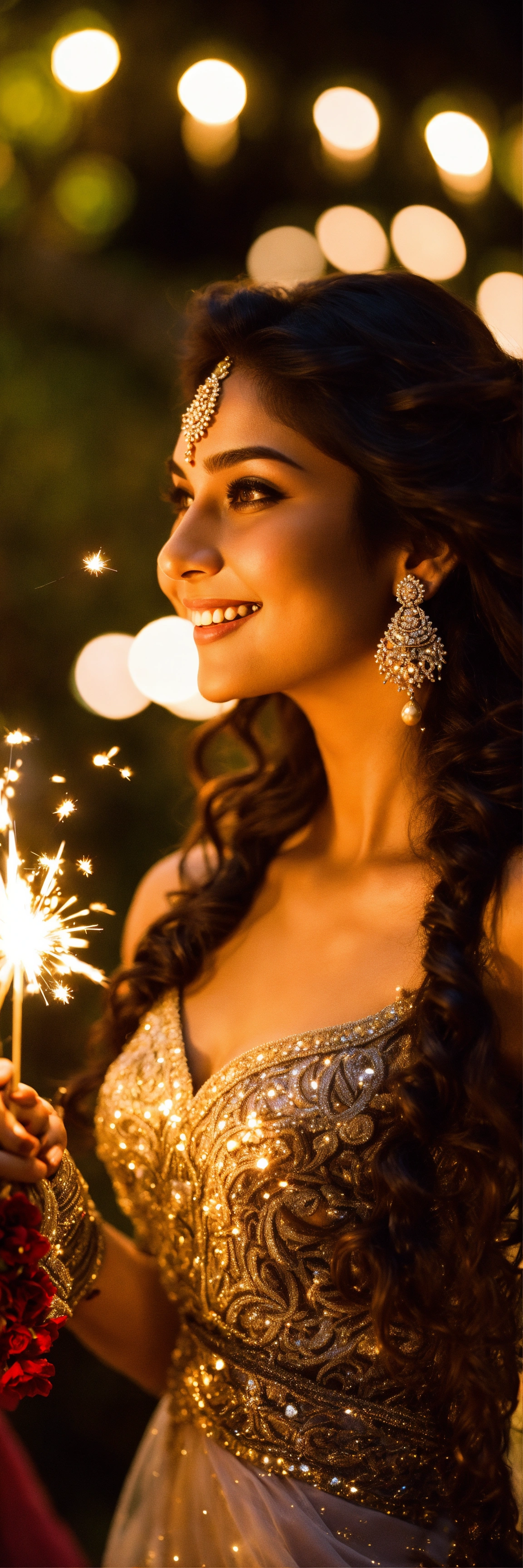 Lexica - Bollywood beauty , bride, short bra, ethnic dress, long hairs ...